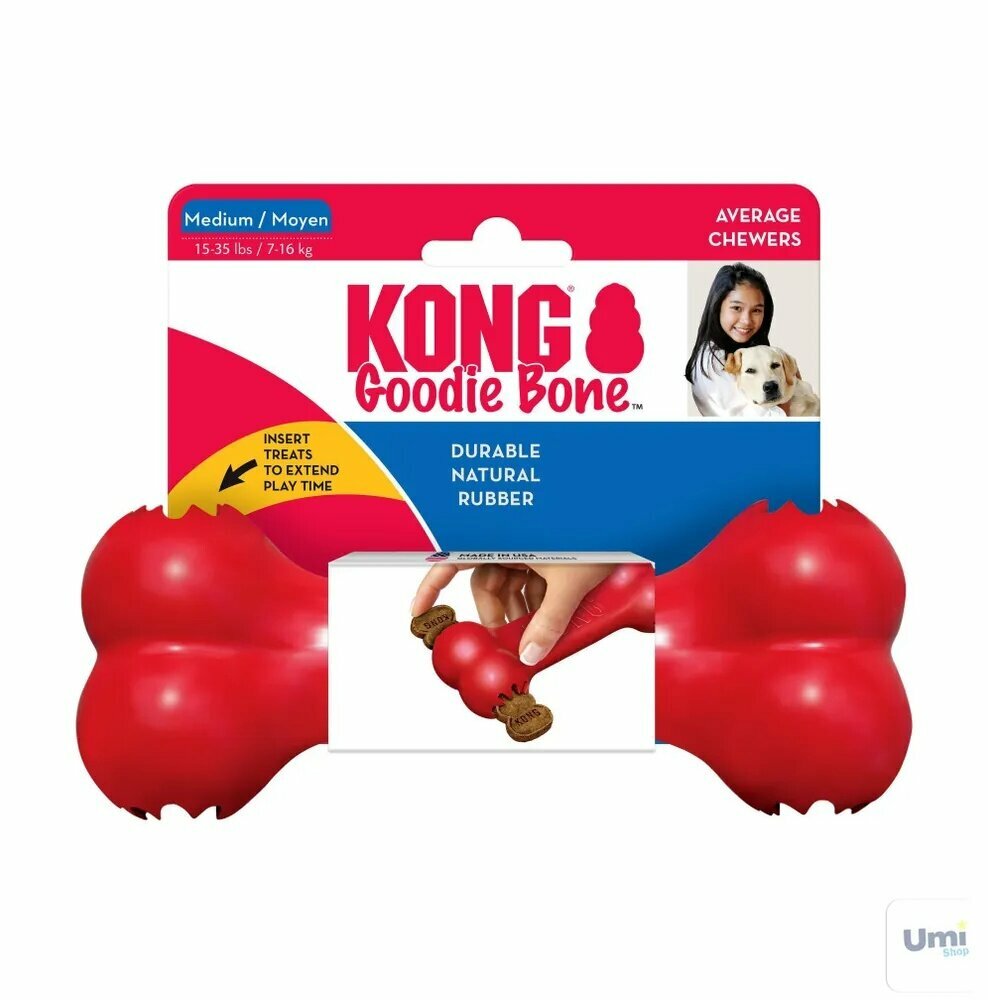 Игрушка KONG Goodie Bone для собак средних пород "Вкусная косточка", 18 см