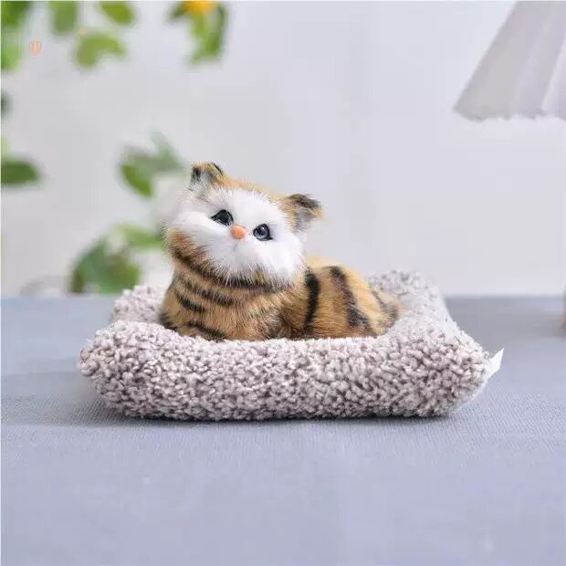 Мягкая игрушка-кошка из бамбукового угля с звуком, табби цвет, малый размер подарок