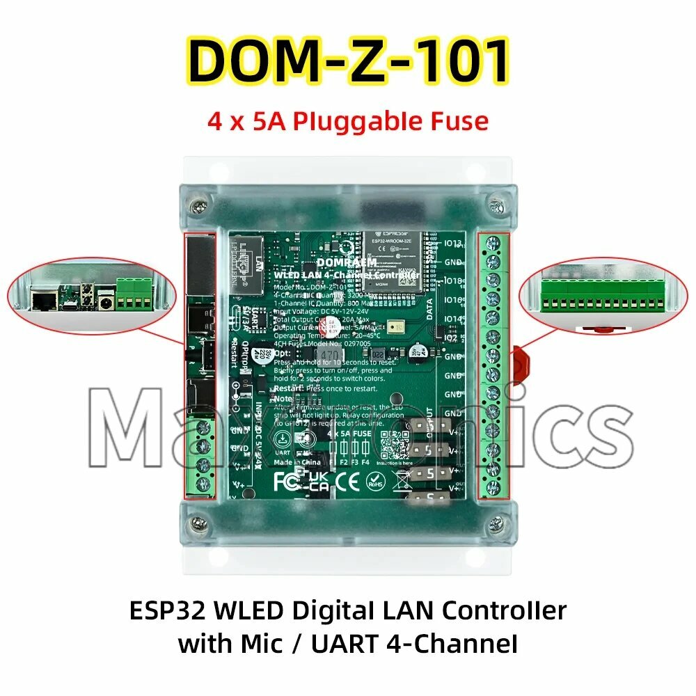 DOM-Z-101 ESP32 WLED контроллер 4 канала Ethernet