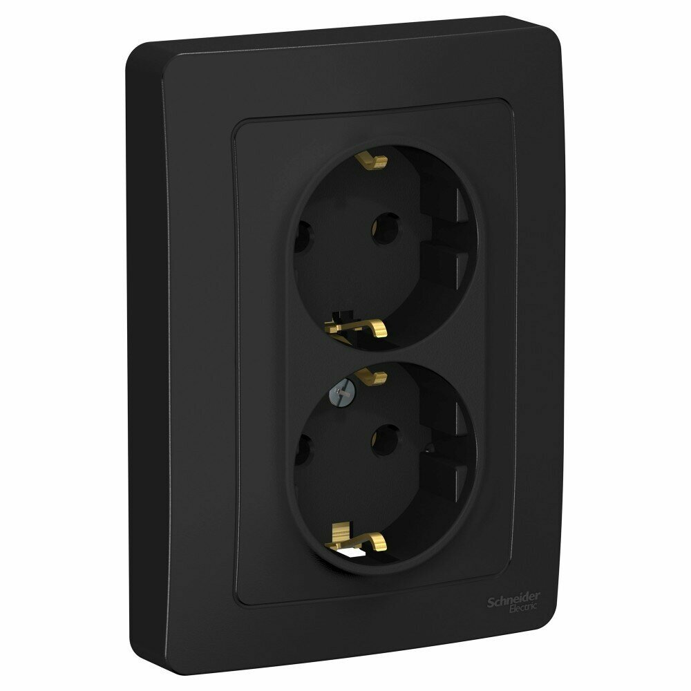 Systeme Electric Blanca внутр Антрацит Розетка 2-ая с заземлением без шторок, 16А, 250В BLNRS001026