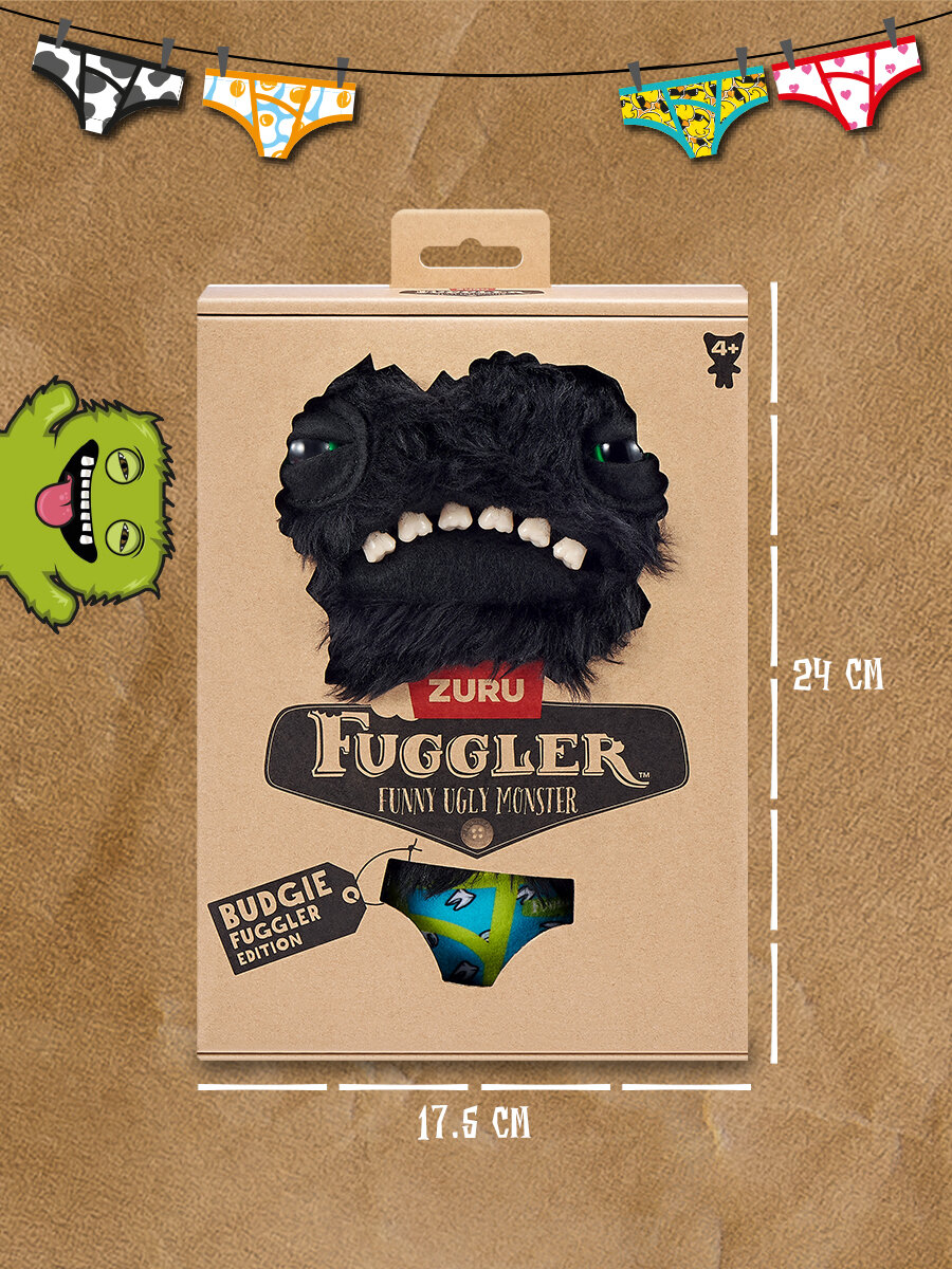 Игрушка мягкая FUGGLER «Пучеглазик» серия Разноцветные труселя 15723B, 24 см — фото 1