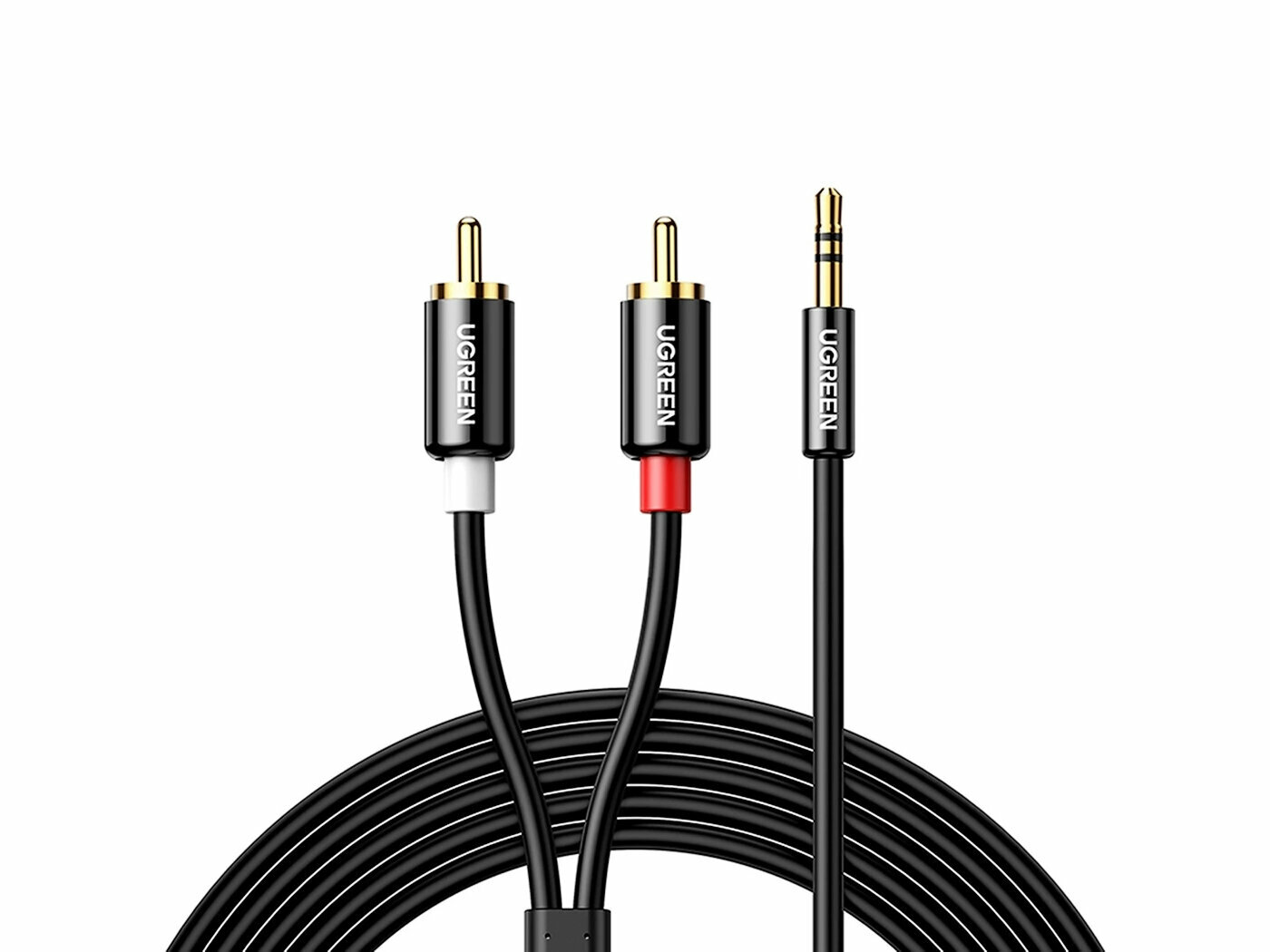 Кабель UGREEN AV116 (10591) 3.5mm Male to 2RCA Male Cable. 5м. черный 10591_