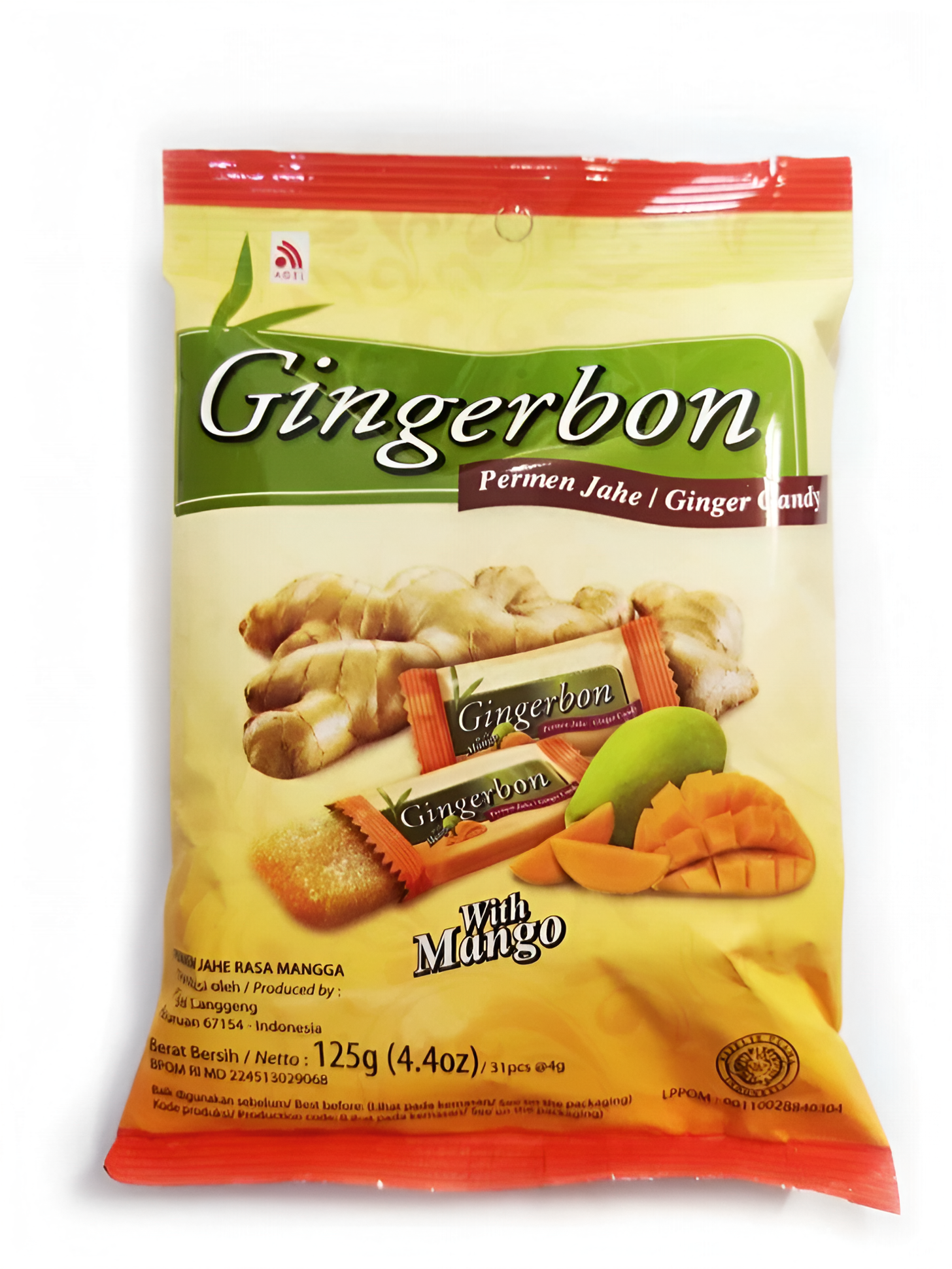 Конфеты Gingerbon Mango, имбирные, с манго, жевательные, 125г