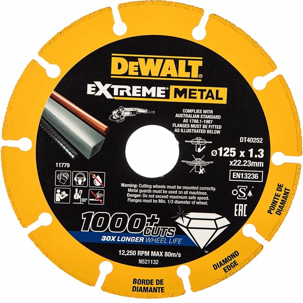 Алмазный диск отрезной по металлу 125х22.2 мм DEWALT DT40252