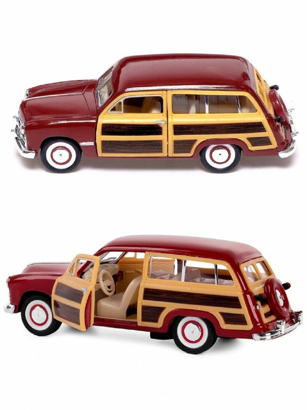 Модель машины Kinsmart "Ford Woody Wagen 1949", масштаб 1:40, красная, инерционная