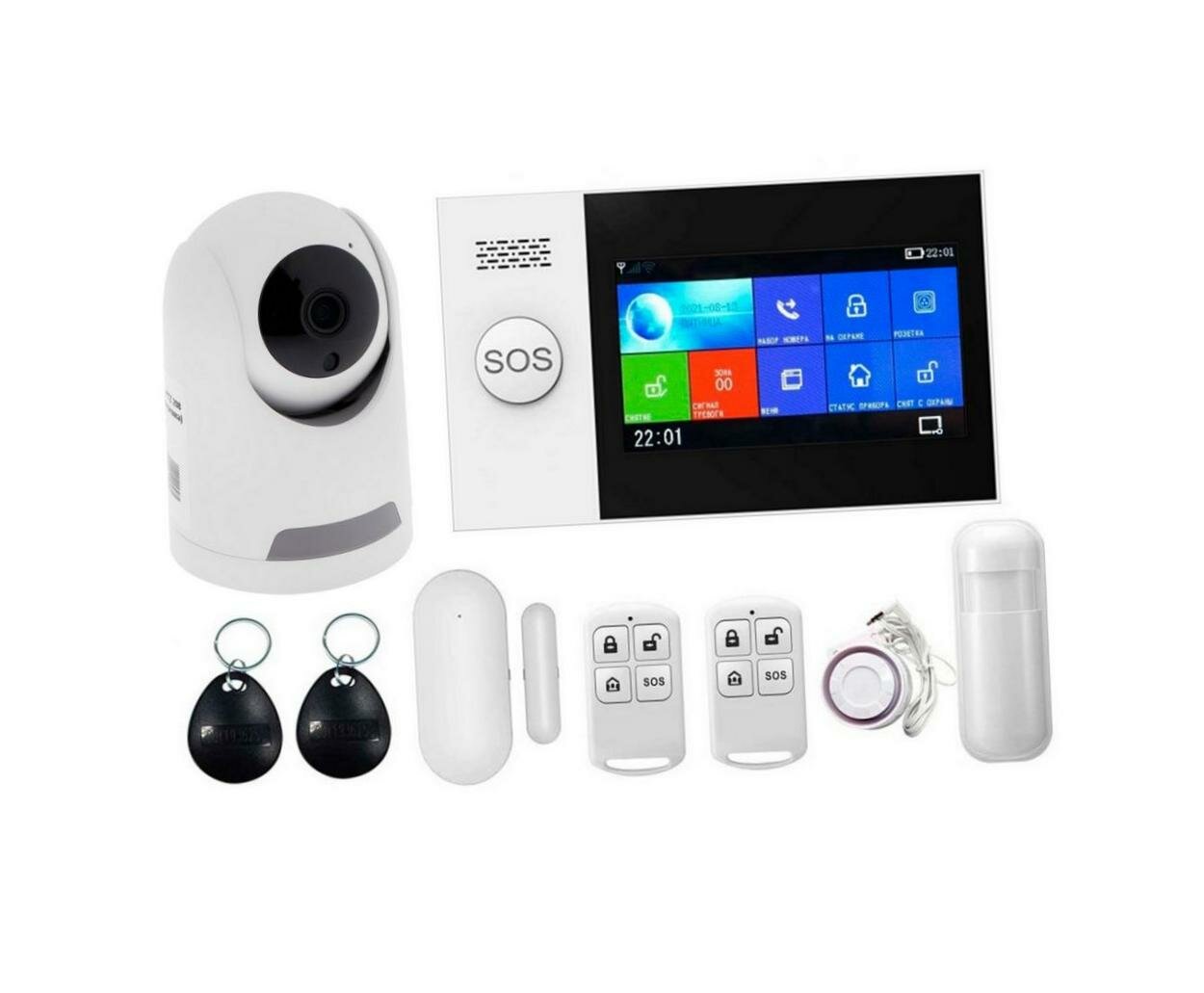 Комплект GSM/Wi-Fi сигнализация с камерой: Страж Сенсор(GSM) и HDcom 266(ASW5) TUYA (O45127NA) для дома. До 90 беспроводных датчиков.