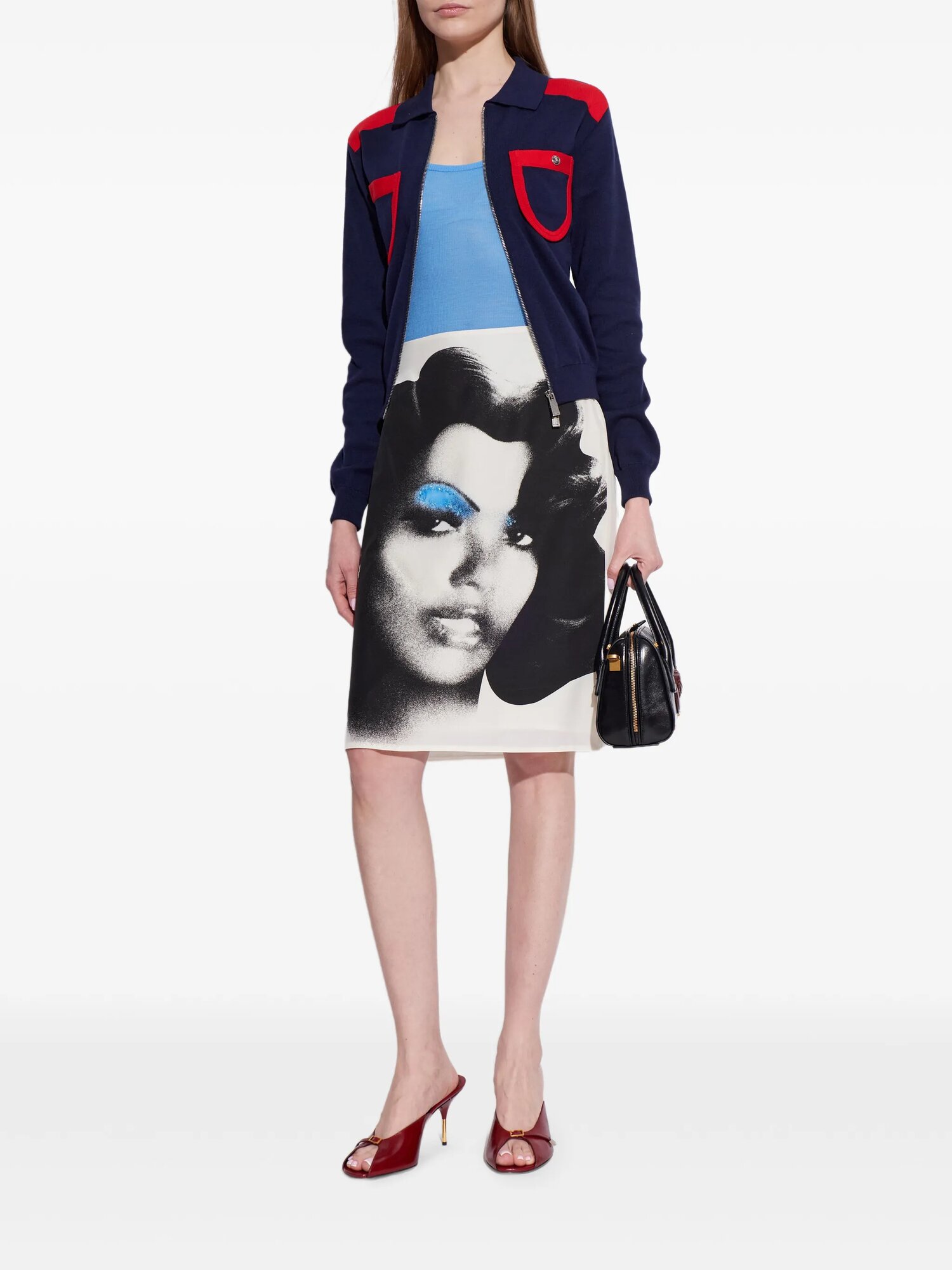 Кардиган Versace Zip collared cardigan, размер 38, blue — фото 1