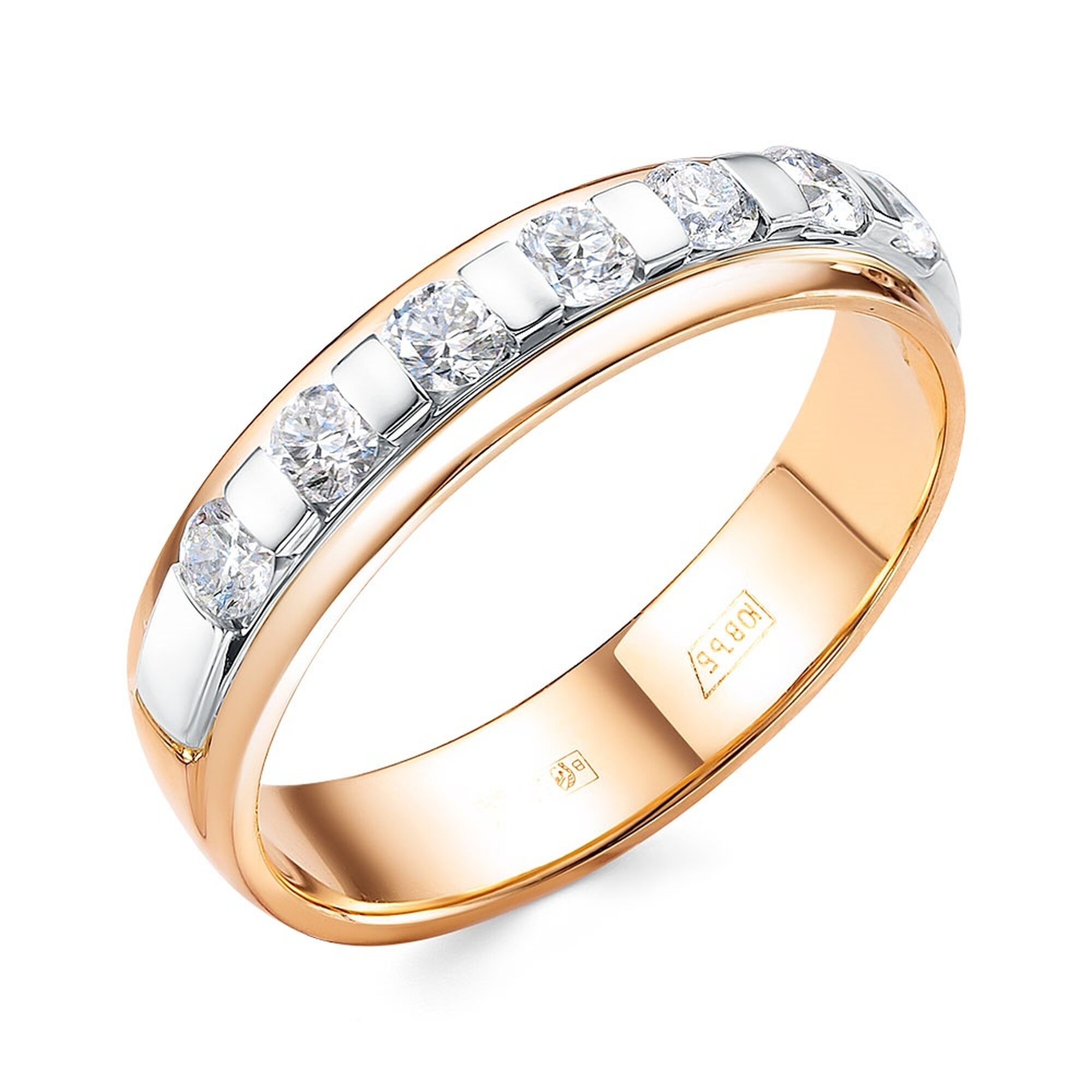 Кольцо Diamant online, комбинированное золото, 585 проба, бриллиант