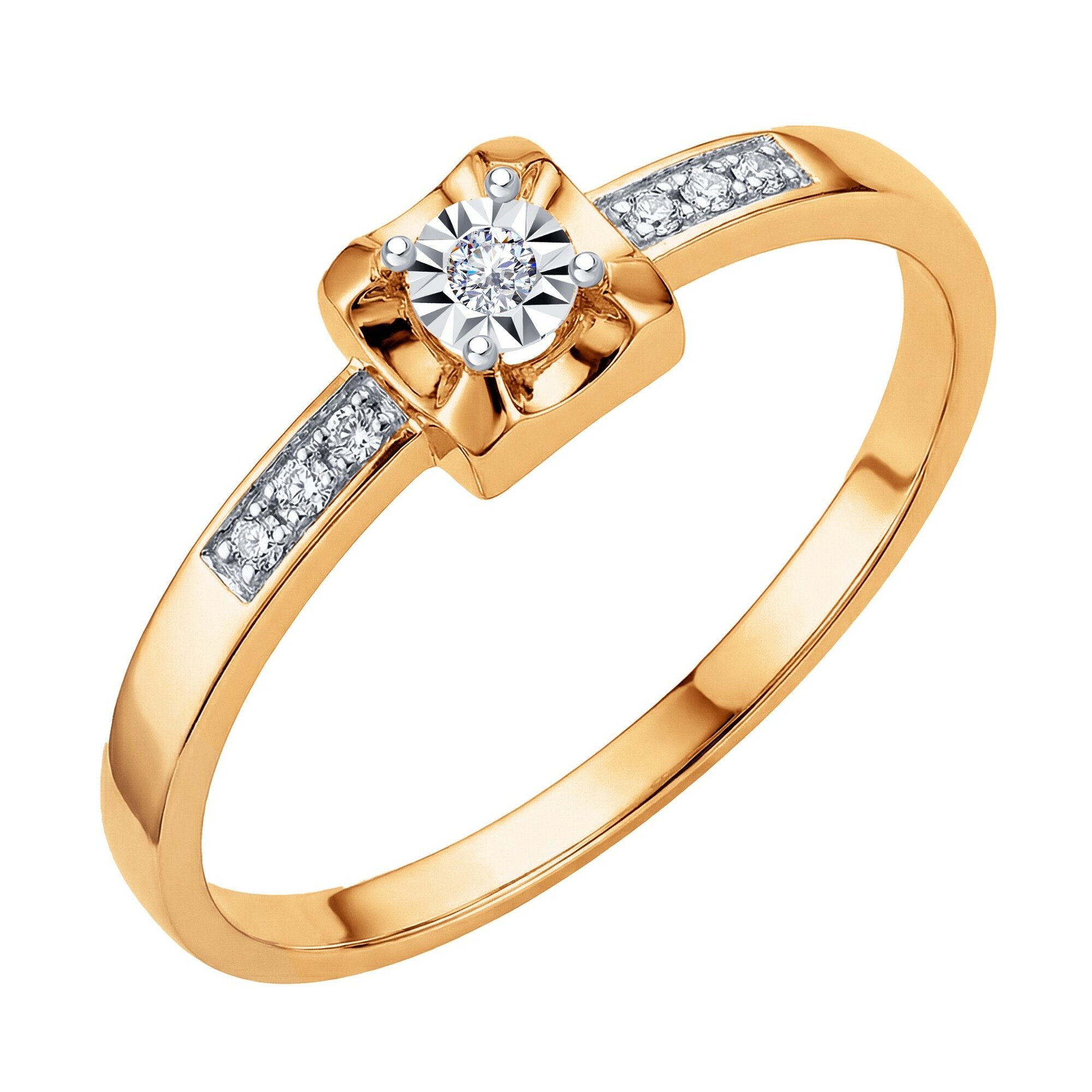 Кольцо Diamant online, красное золото, 585 проба, бриллиант