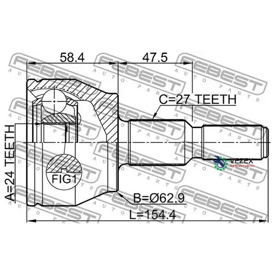 FEBEST 2110CB7 ШРУС наружный к-кт!\ Ford C-Max/Focus 1.6i 10>