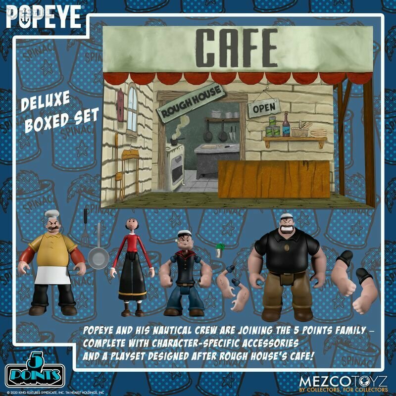 MEZCO TOYZ 5 POINTS Popeye Deluxe Box Set 11cm фигурка героя