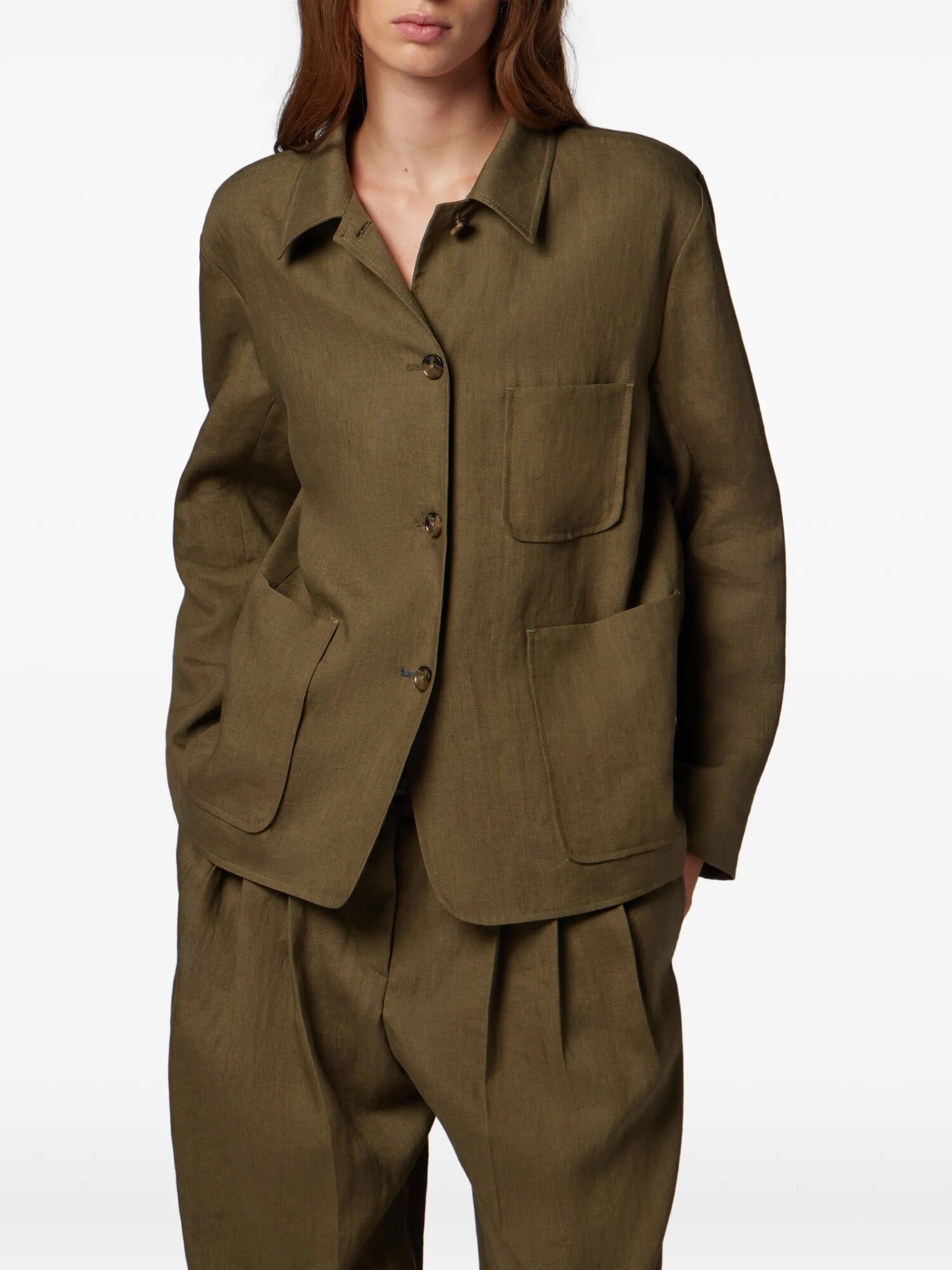 Куртка Paul Smith Patch-pocket linen jacket, размер 44, green — фото 1