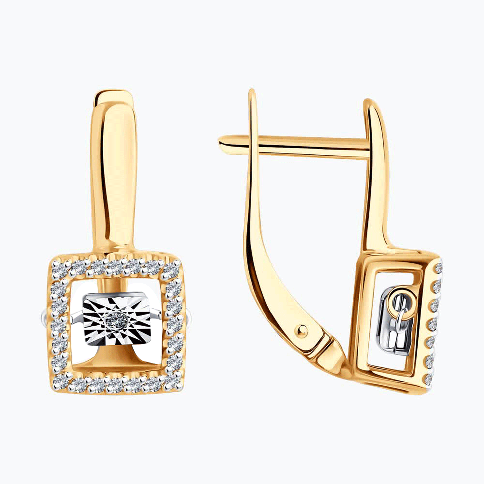 Серьги, красное золото, 585 проба, бриллиант