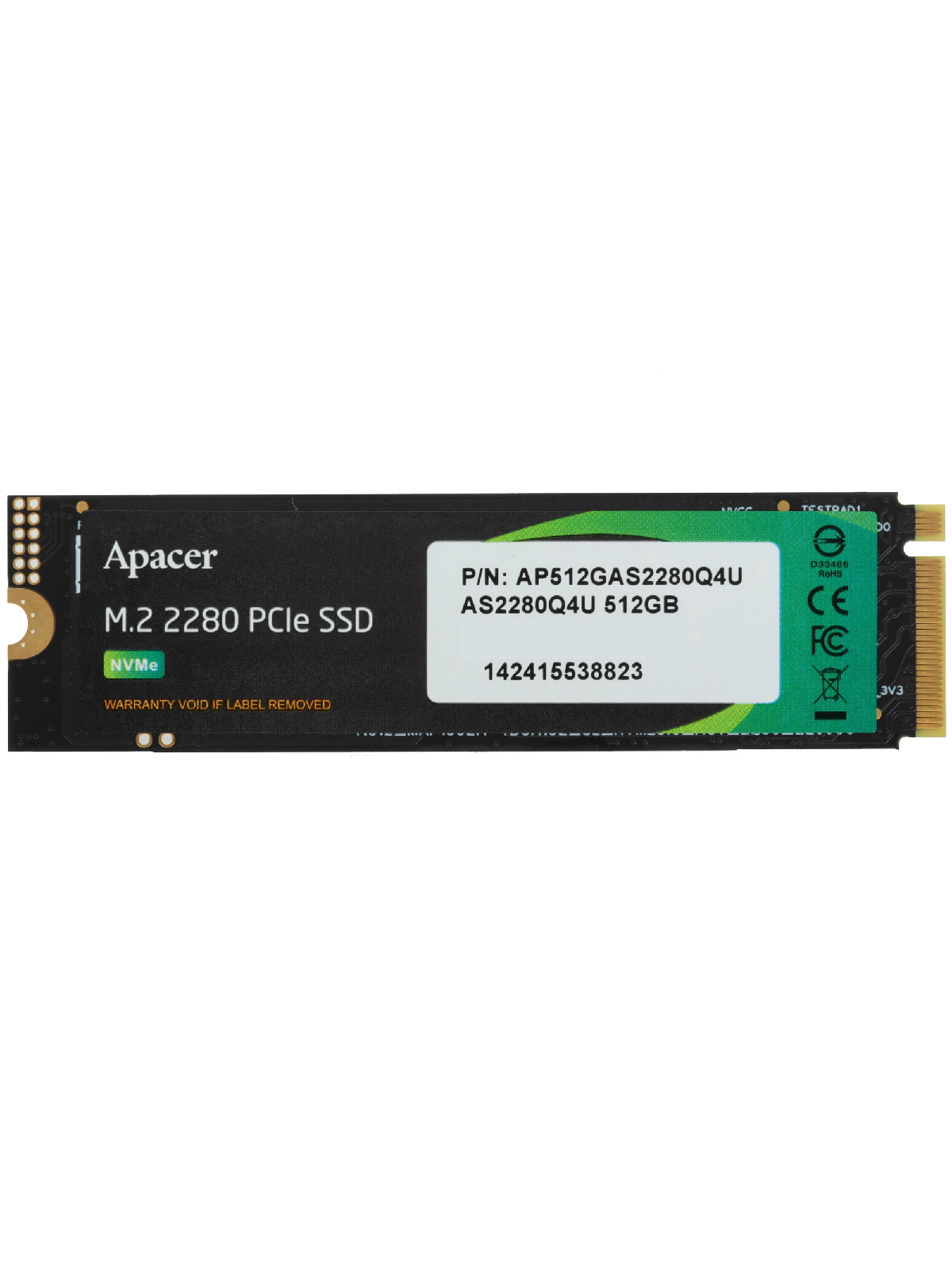 SSD накопитель Apacer AS2280P4 512ГБ, M.2 2280, PCIe 3.0 x4, NVMe, M.2, rtl