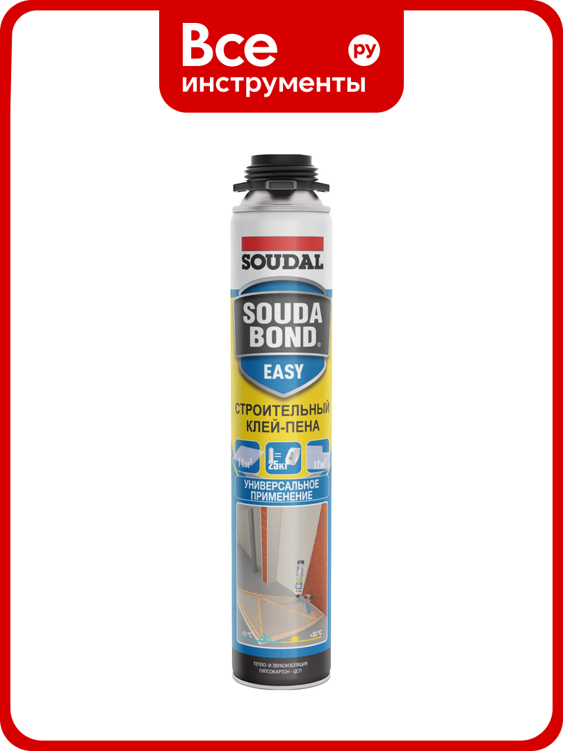 Полиуретановый клей SOUDAL 750 ml Soudabond Easy Gun winter RUS, для вертикального и горизонтального склеивания