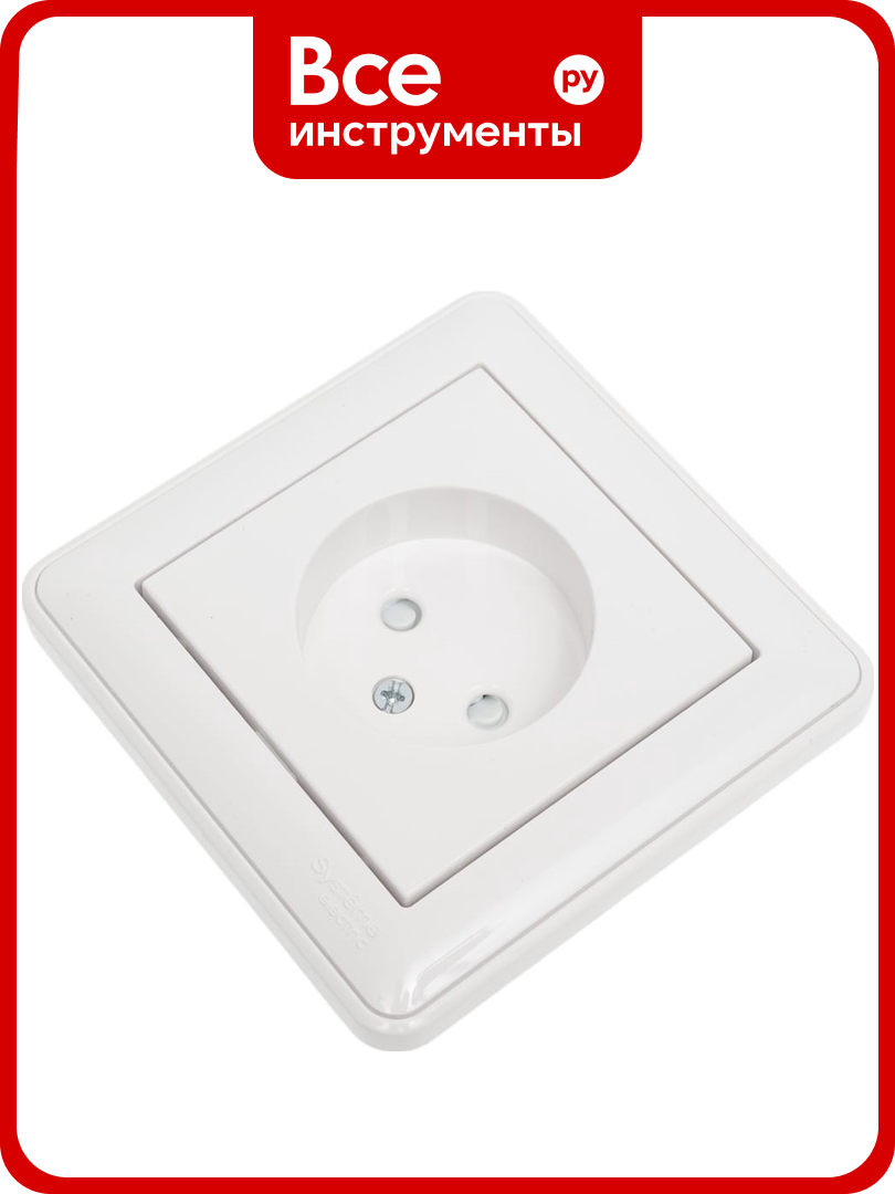 Розетка, Systeme, с рамкой, белая Systeme Electric СП W59 SchE RS16-151-18, подключения электрических приборов