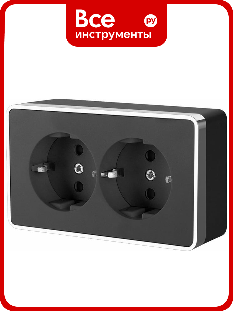 Двойная розетка с заземлением Werkel W5072135 Gallant черный хром a050977, для комфортного использования