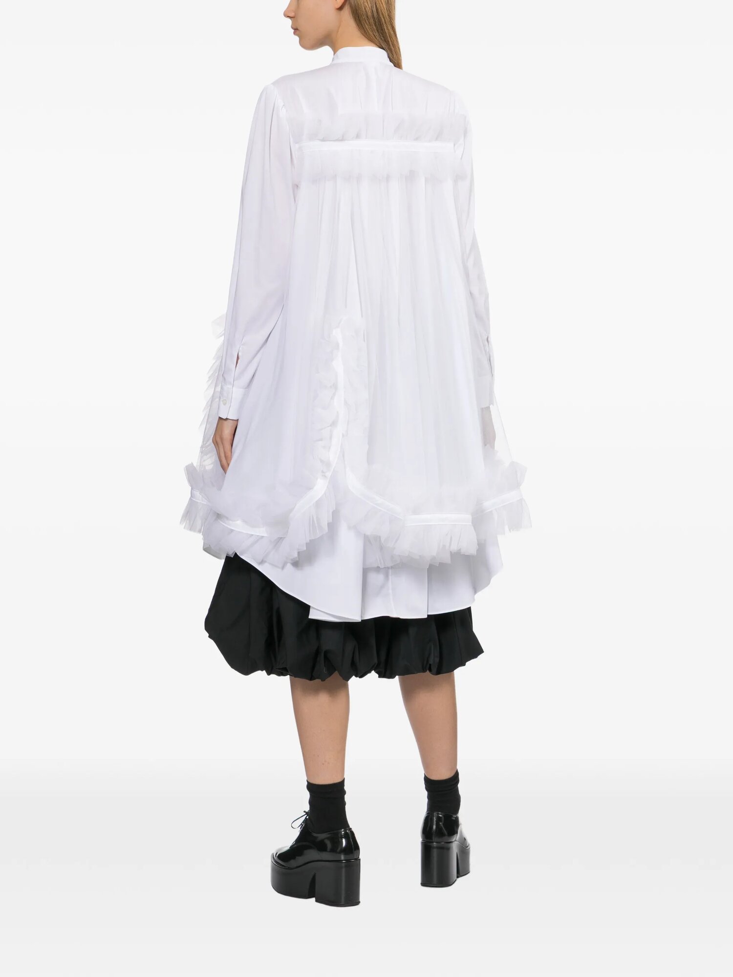 Платье Noir Kei Ninomiya Ruffled mini dress, размер 42, бежевый/белый — фото 1