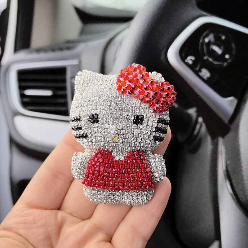 Милые товары с изображением Hello Kitty в стиле аниме, симпатичные наклейки на вентиляционные отверстия автомобиля, чехлы для телефонов с мульт