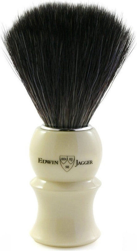 Edwin Jagger Помазок искусственный черный ворс слоновая кость Shaving Brush Dark Ivory