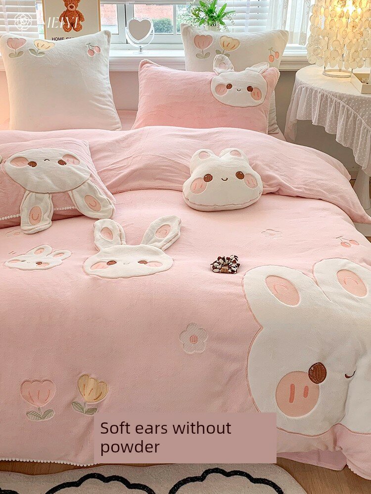 Комплект постельного белья Meiyi Home Textiles: милый детский утолщенный зимний комплект из четырех предметов из