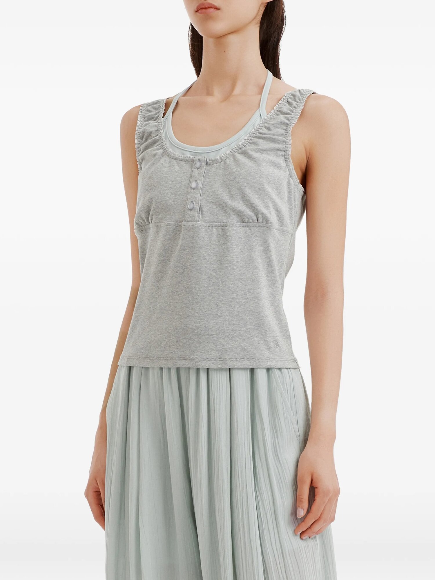 Топ tout a coup Layered ruffled top, размер 40, grey — фото 1