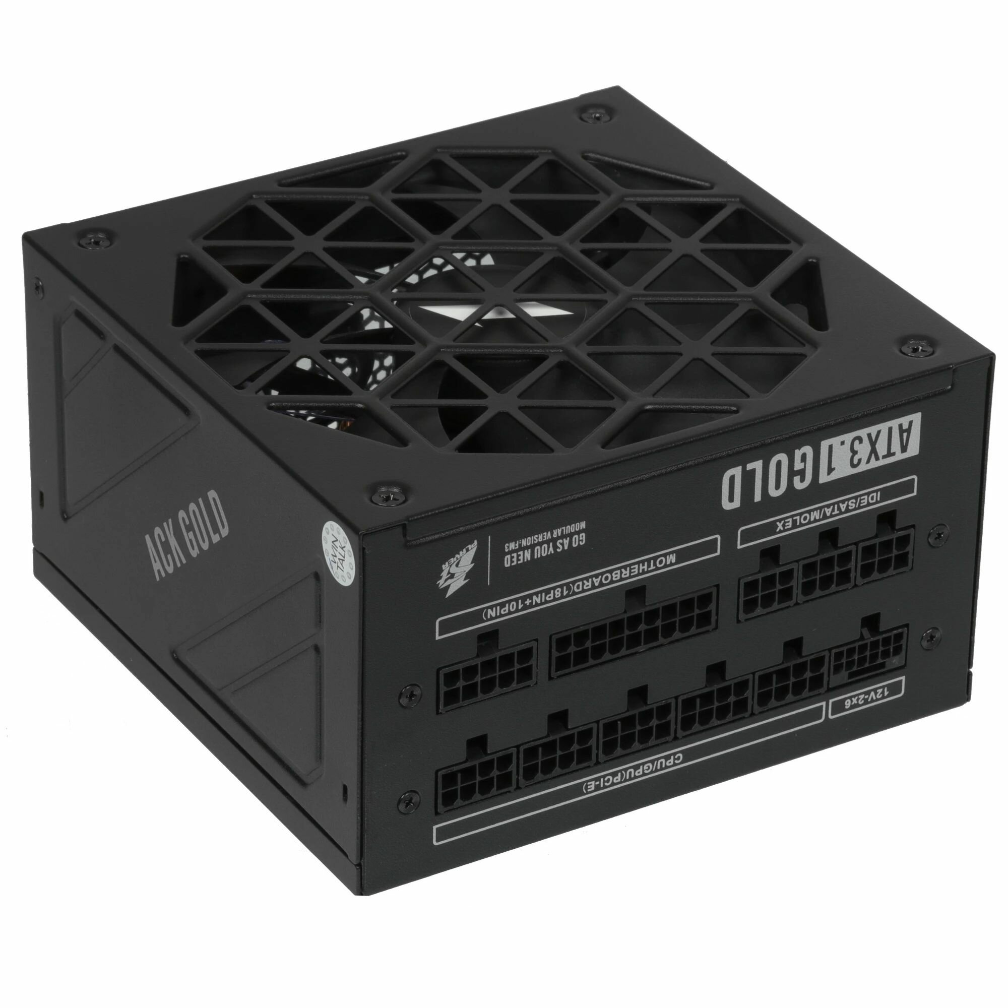 Блок питания 1STPLAYER ACK GOLD 80 Plus Gold (HA-850BA2-BK) черный - ATX 20+4 пин, 4 pin + 4 pin x2 CPU, 2 SATA, 3 x 6+2 pin, 12V-2x6 PCI-E