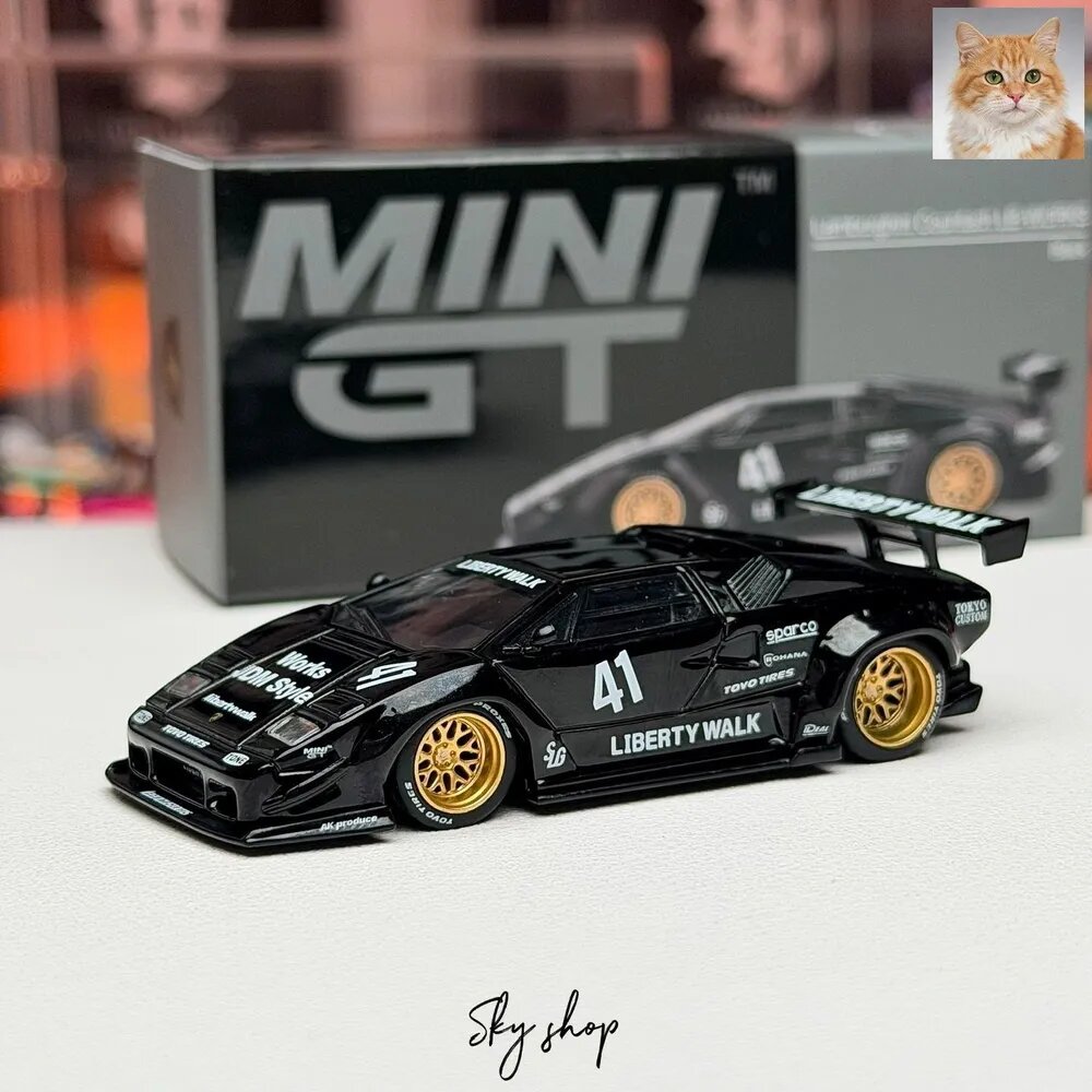 Машинка MINI GT 1:64 #1081 Lamborghini countach LB-WORKS Black модельки машин металлические