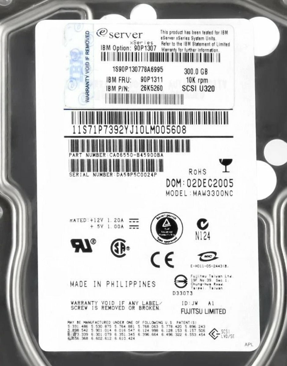 Жесткий диск IBM 300Gb 10000 U320SCSI 3.5" HDD 90P1307 — фото 1