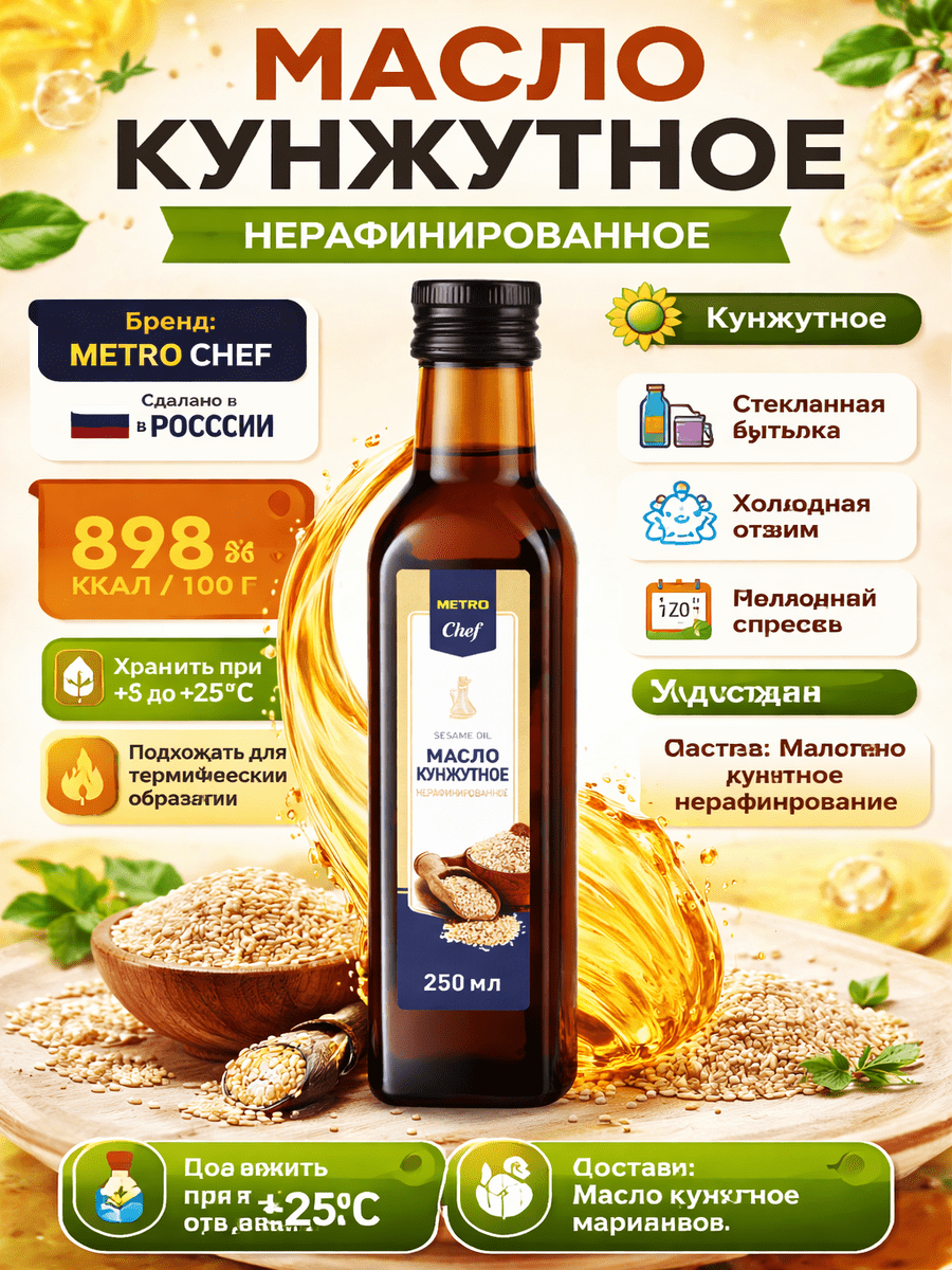 METRO Chef Масло кунжутное нерафинированное, 250мл