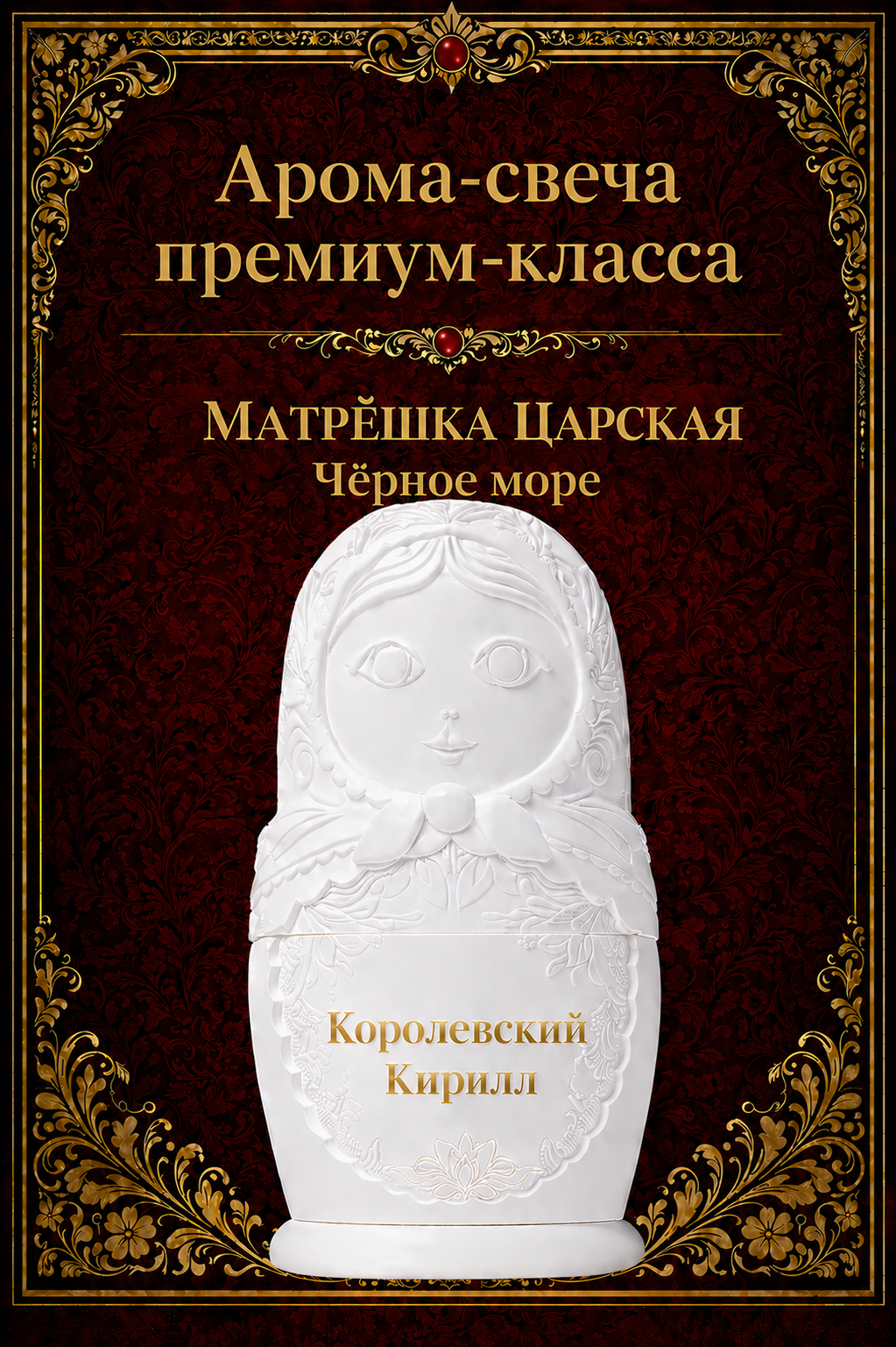 Аромасвеча «Матрёшка-Царская» из гипса, аромат «Чёрное море», интерьерный декор