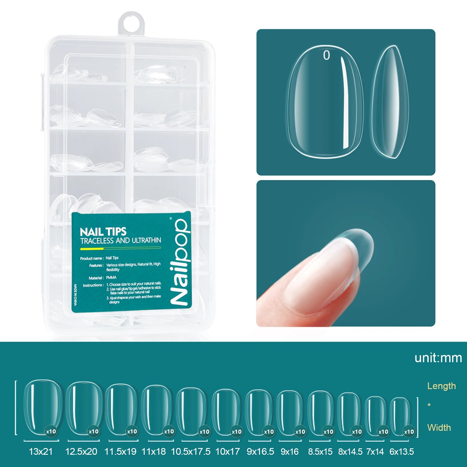 Nailpop Гелевые типсы Oval XS-T-Oval, 120шт