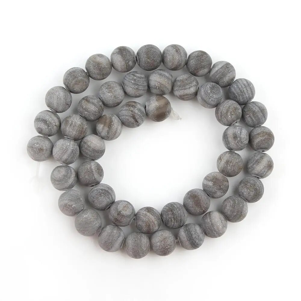 Бусины из камня Xilitata, серые, 8 мм, Wooden Jasper