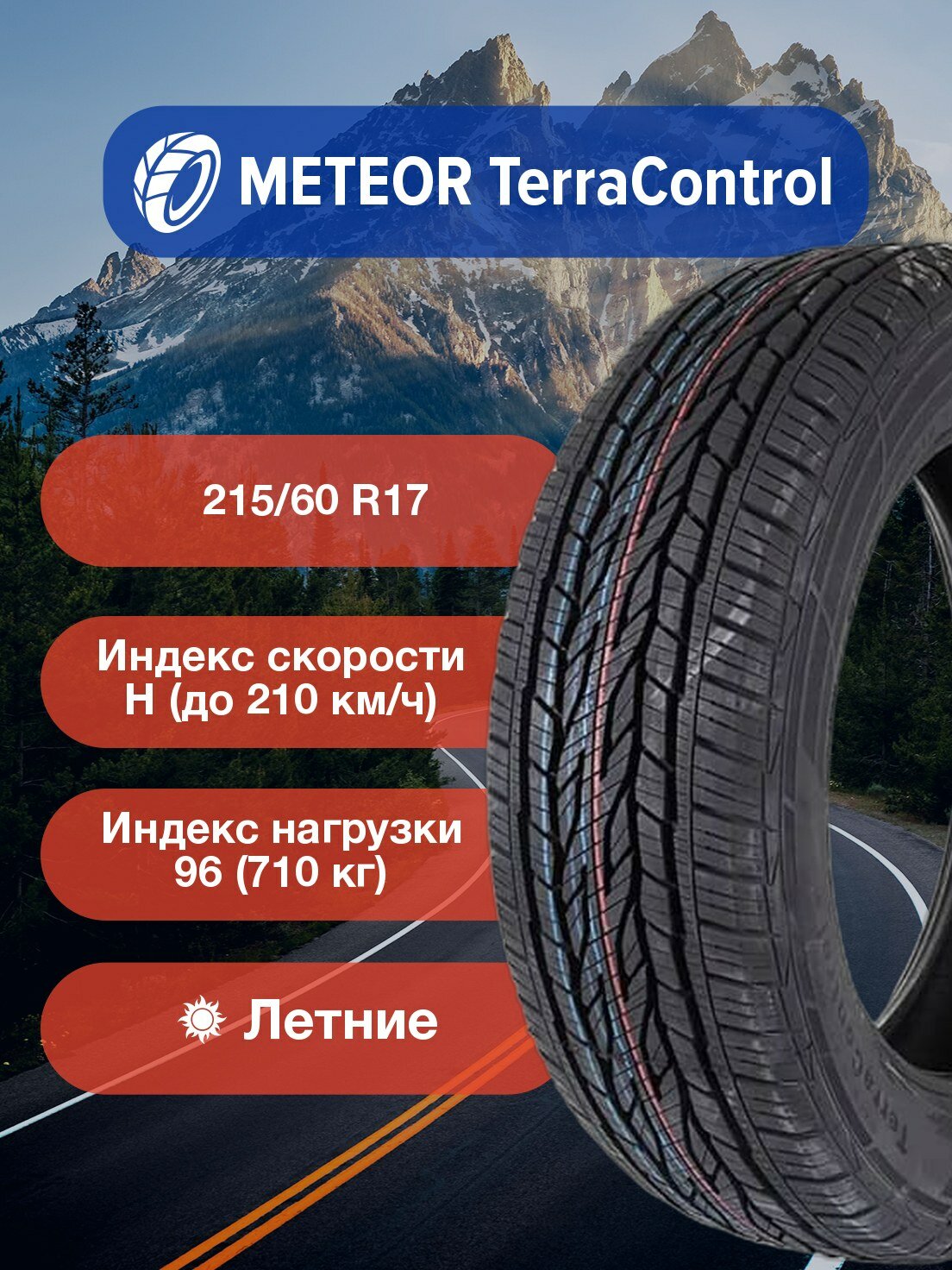 Легковые Летние Шины METEOR TerraControl 215/60 R17 96H FR б/к-03600020000 для легковых автомобилей и кроссоверов