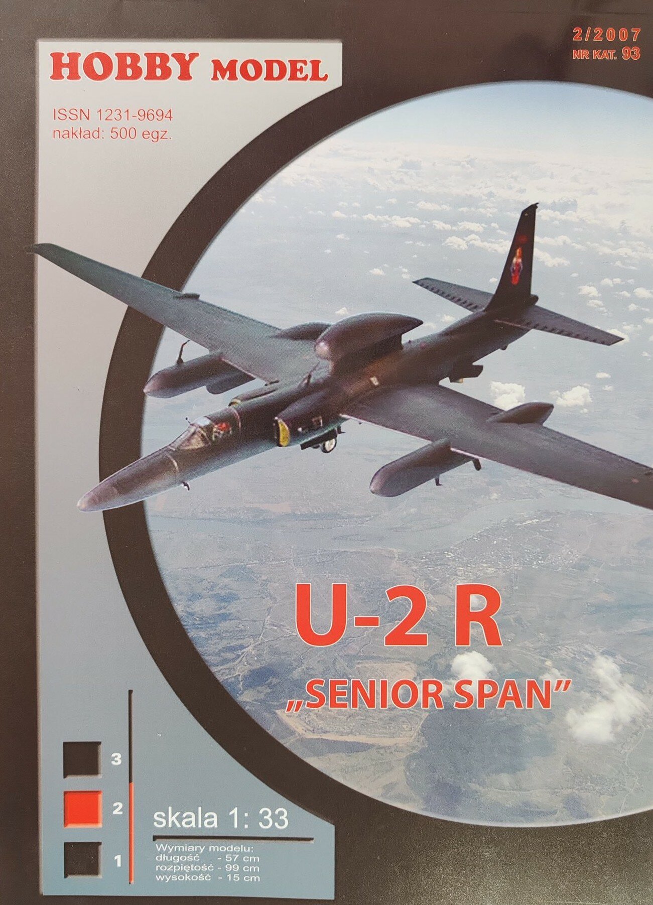 Сборная бумажная модель Самолет-разведчик Lockheed U-2R Senior Span - HOBBY MODEL №93 (журнал)