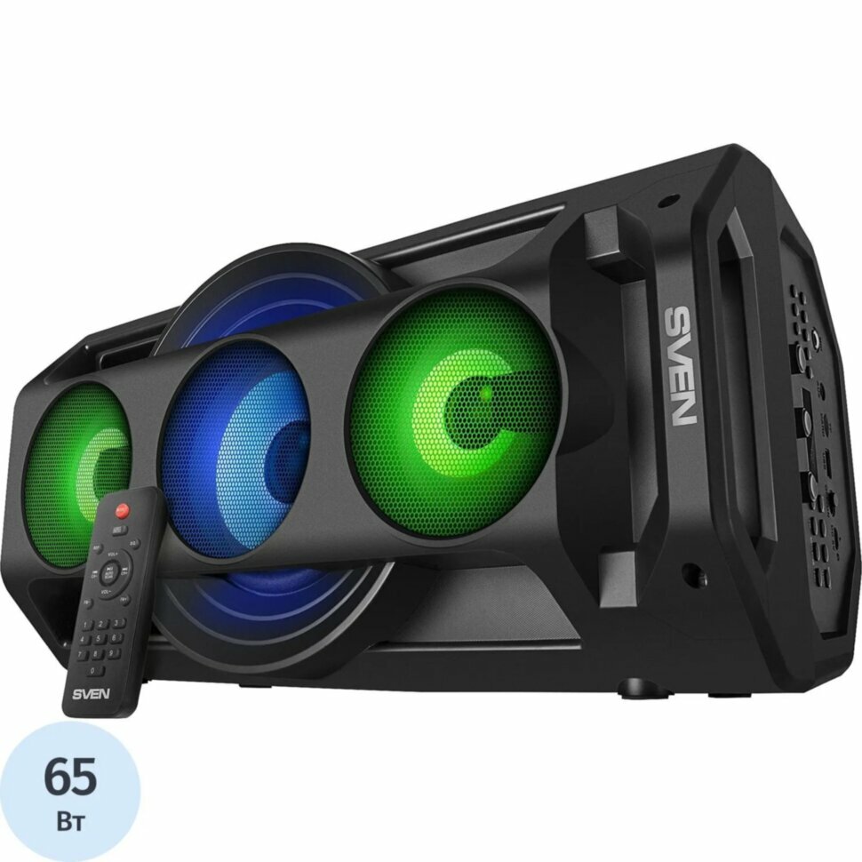 Акустическая система Sven PS-680, 2x32.5Вт, FM/USB/microSD, LED пульт, аккум, 2126234