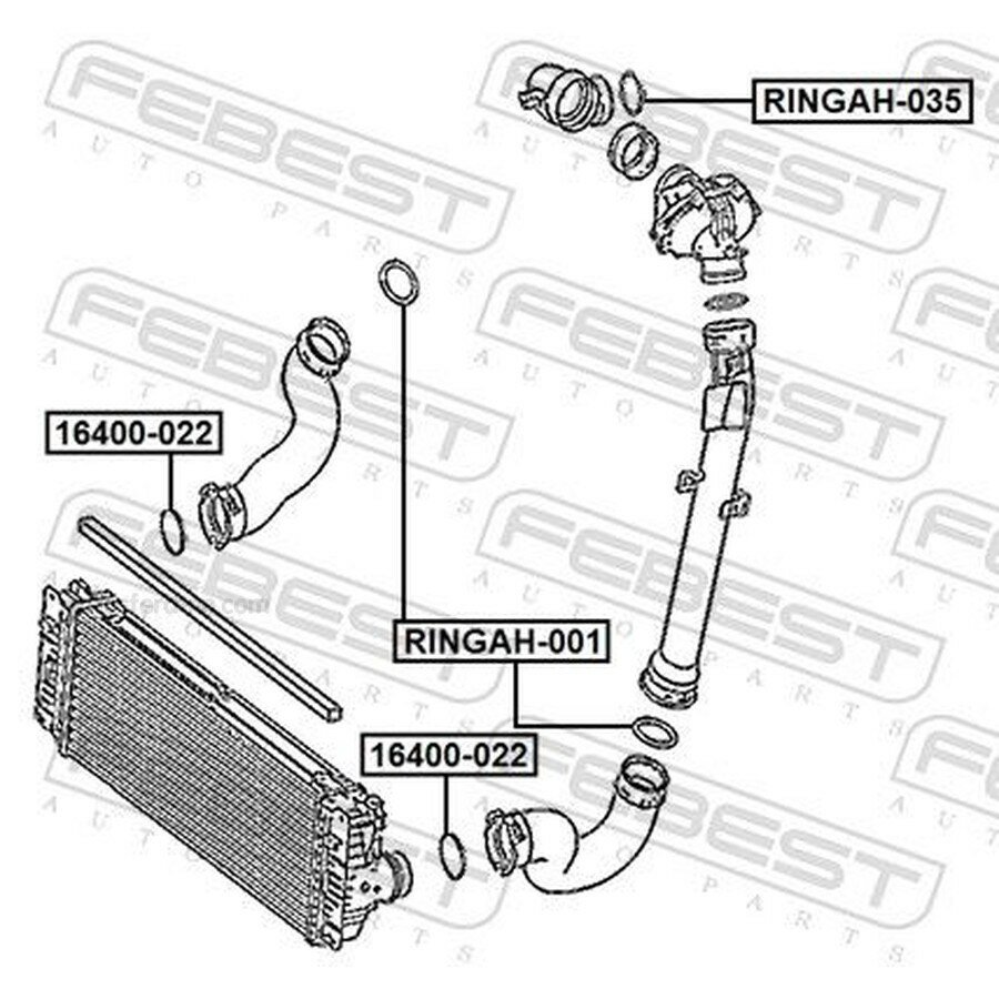 FEBEST 16400022 кольцо уплотнительное воздушного патрубка VOLVO, RENAULT, NISSAN, MINI, MERCEDES BENZ, BMW 16400-022