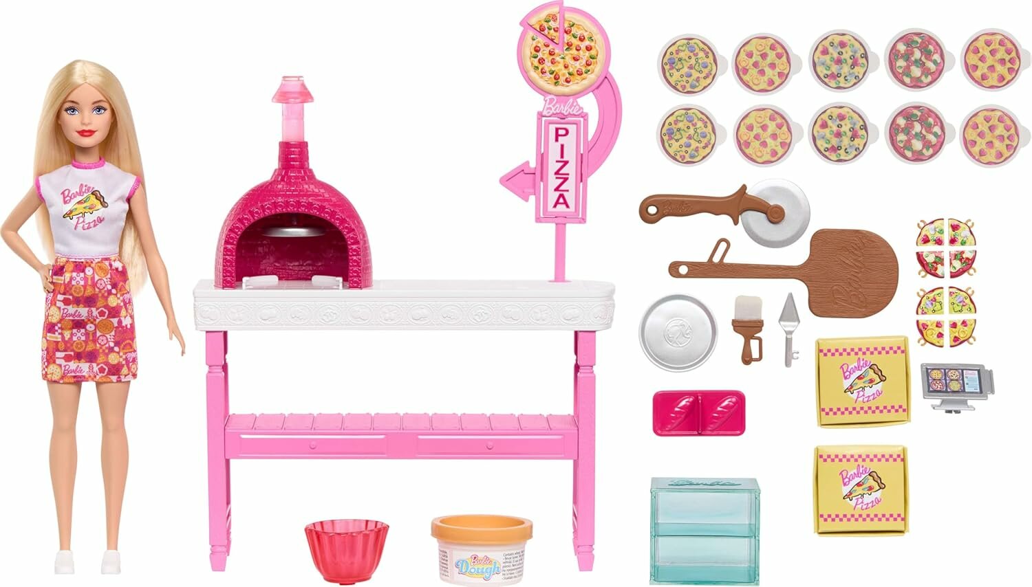 Игровой набор Mattel Barbie - Пиццерия Барби с куклой-блондинкой+25 аксессуаров - Барби JMK21