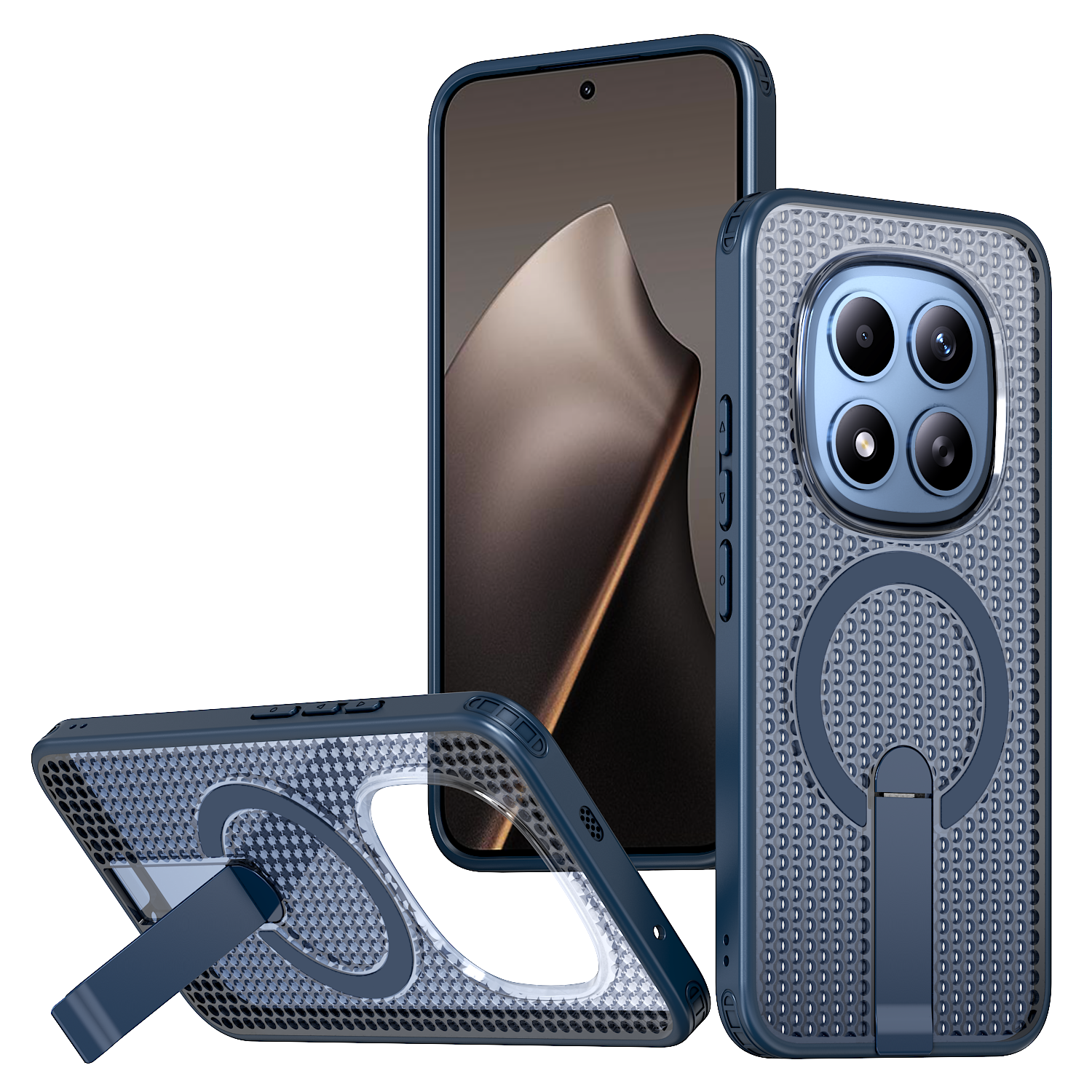 Чехол для Poco M8 Pro 5G / Redmi Note 15 Pro+ Plus 5G / Поко M8 Про 5G / Редми Нот 15 Про+ 5G, soft touch, чехол-кардиомонитор, защита камеры, ударопрочный, встроенная подставка, усиленные углы, Xiaomi,