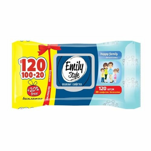 Emily style Салфетки влажные для детей с крышкой, 100+20шт