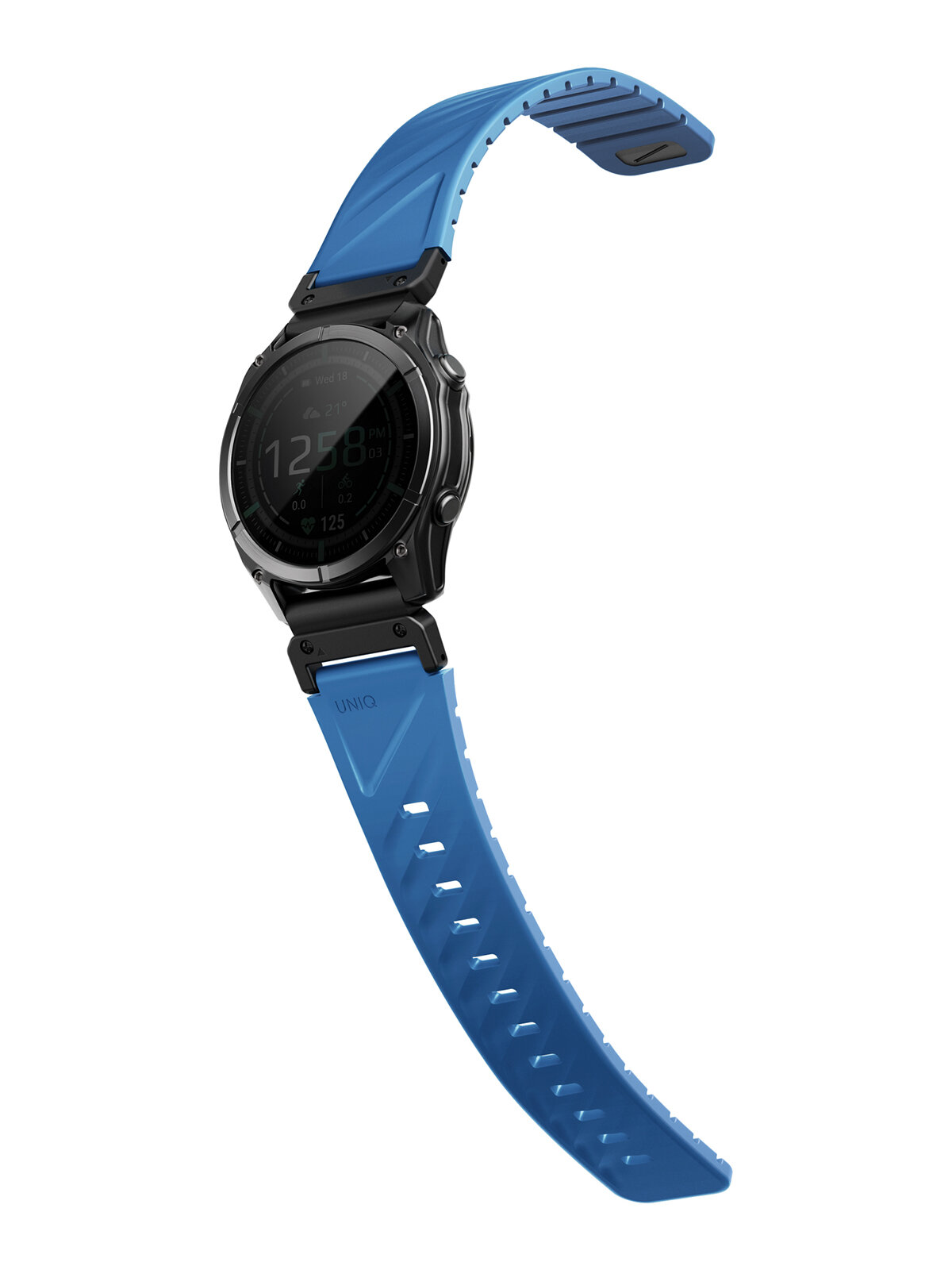 Ремешок Uniq для смарт-часов Garmin 22мм, каучуковый, с магнитной застежкой и штифтом, синий
