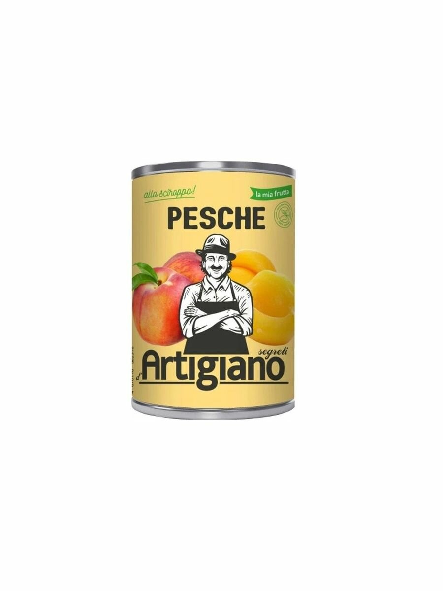 Персики половинки в сиропе, Segreti d'Artigiano, Китай, 425мл/400г