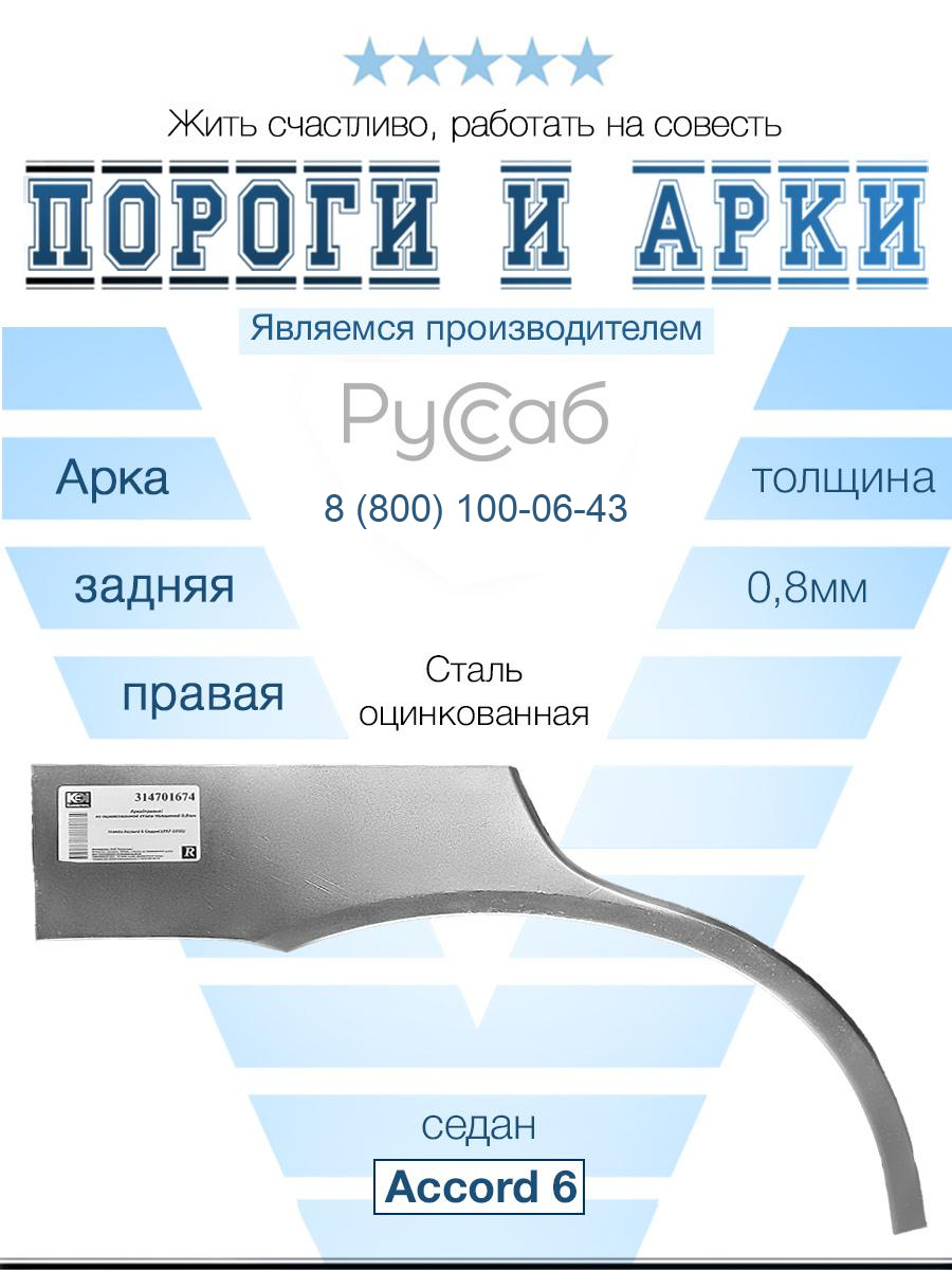 Арка правая для Honda Accord 6 sedan 1997-2002