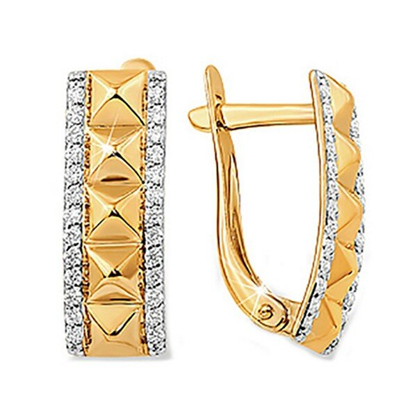 Серьги, красное золото, 585 проба, фианит