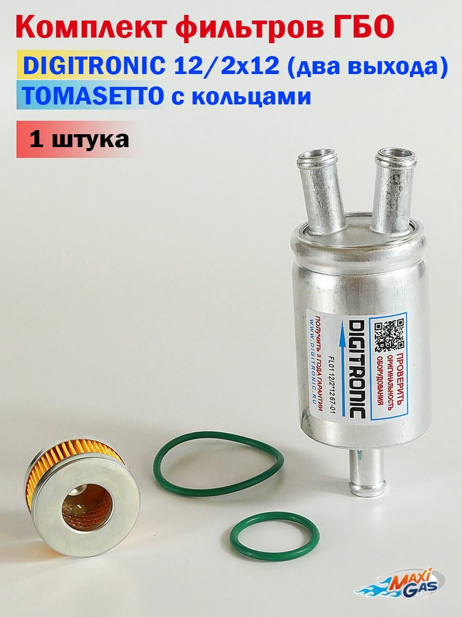 Комплект фильтров ГБО грубой и тонкой очистки DIGITRONIC 12/2x12 (два выхода) + TOMASETTO с кольцами (1 ШТ)