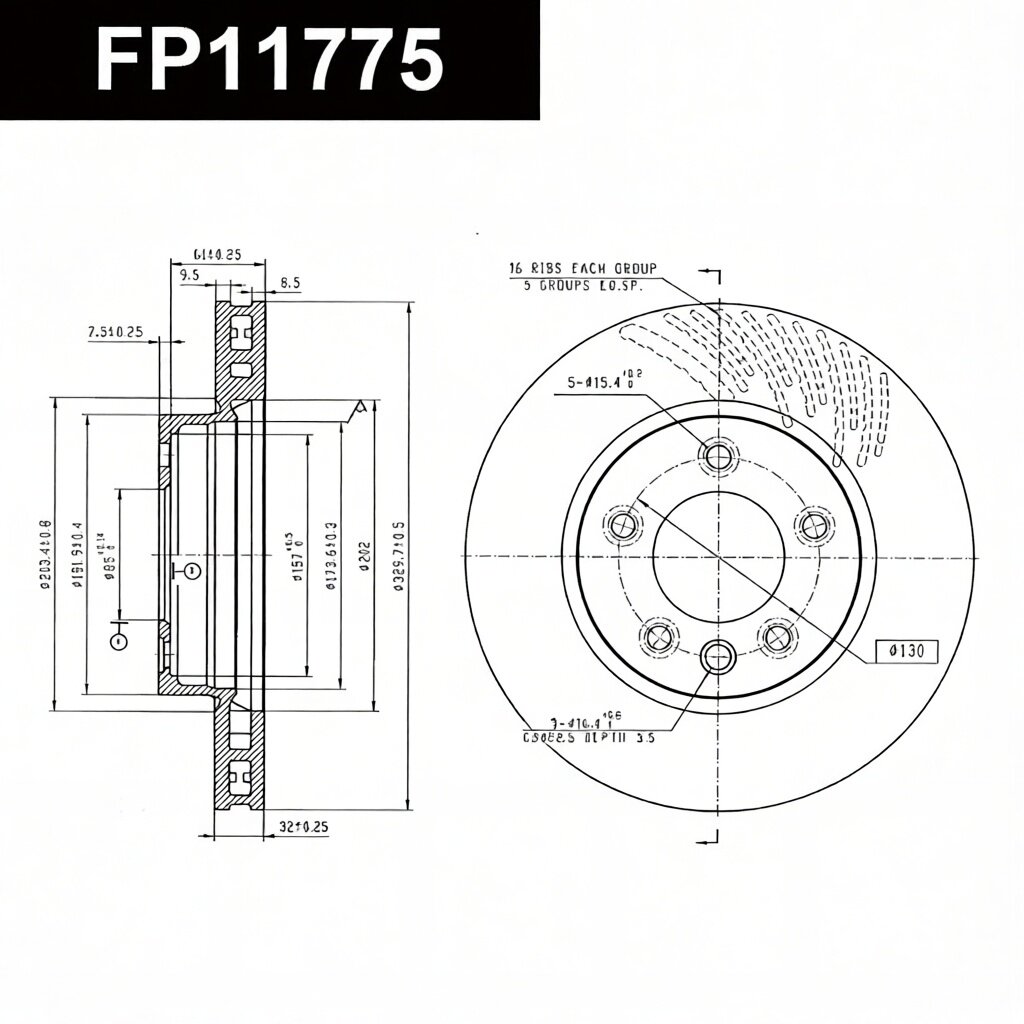 Тормозной диск с покрытием GEOMET FP11775 FAP арт. FP11775