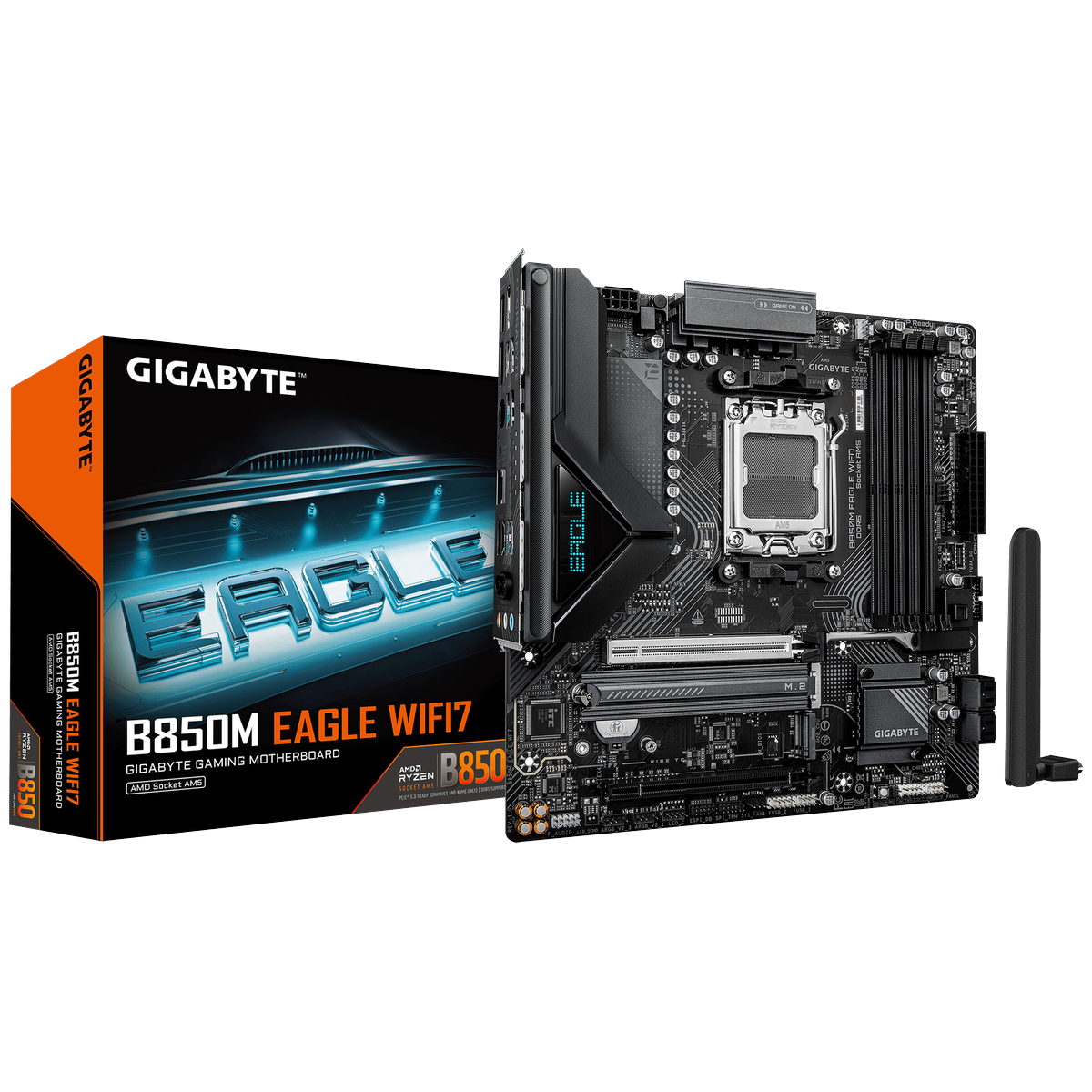 Материнская плата Gigabyte B850M EAGLE WIFI7, AM5, AMD B850, Micro-ATX, RTL (B850M EAGLE WIFI7)