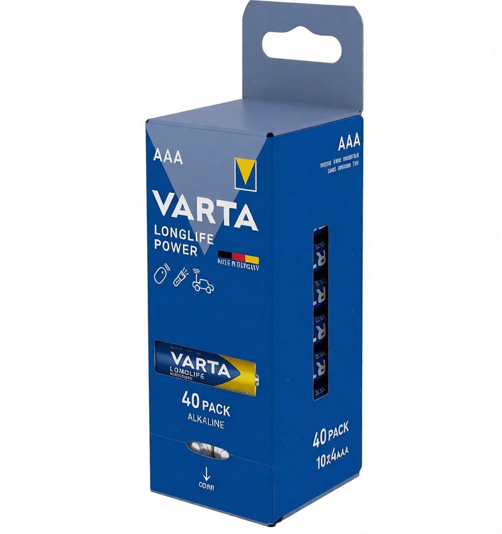 Батарейка VARTA AAA Longlife Power (LR03), 40 шт. (40 шт. в одной упаковке), большая упаковка