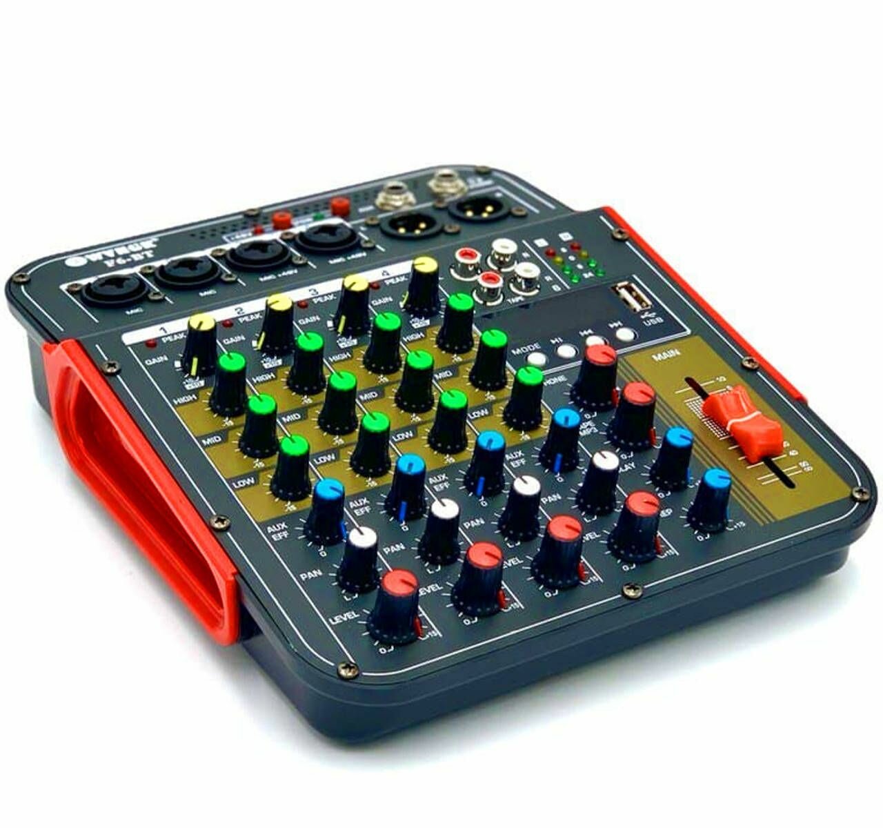 Микшерный пульт F6-BT, 6 каналов, Bluetooth, USB, фантомное питание +48 В