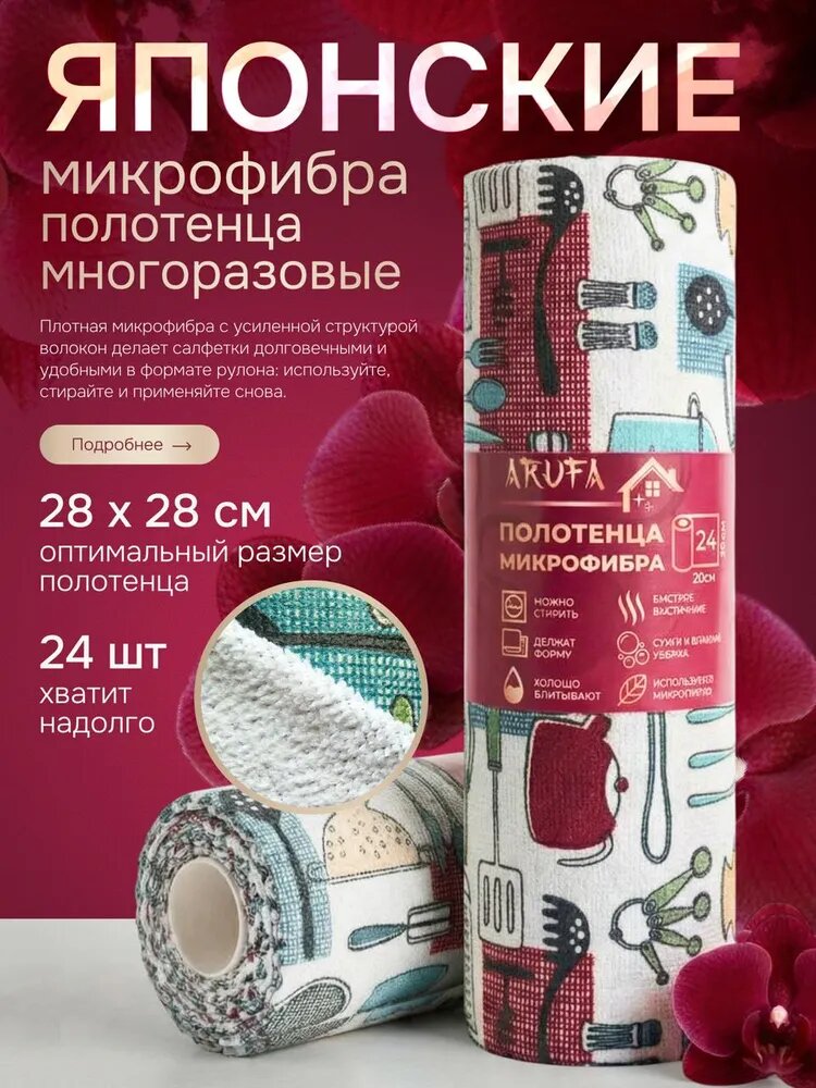 Arufa Салфетки для уборки, 25х25 см, 24 шт.